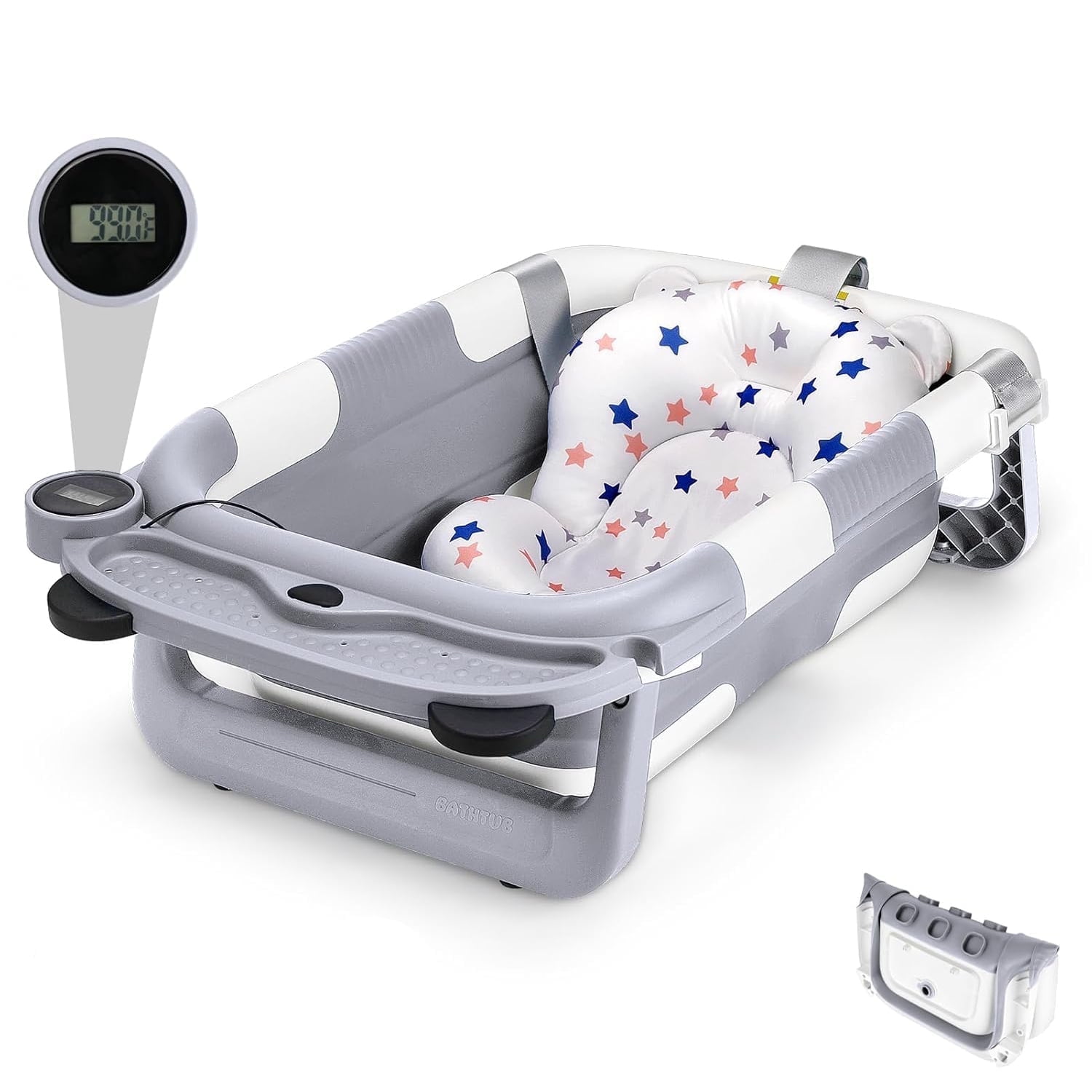 JOJOLAM Collapsible Baby Bathtub, Foldable Infant Bath Tub with ...