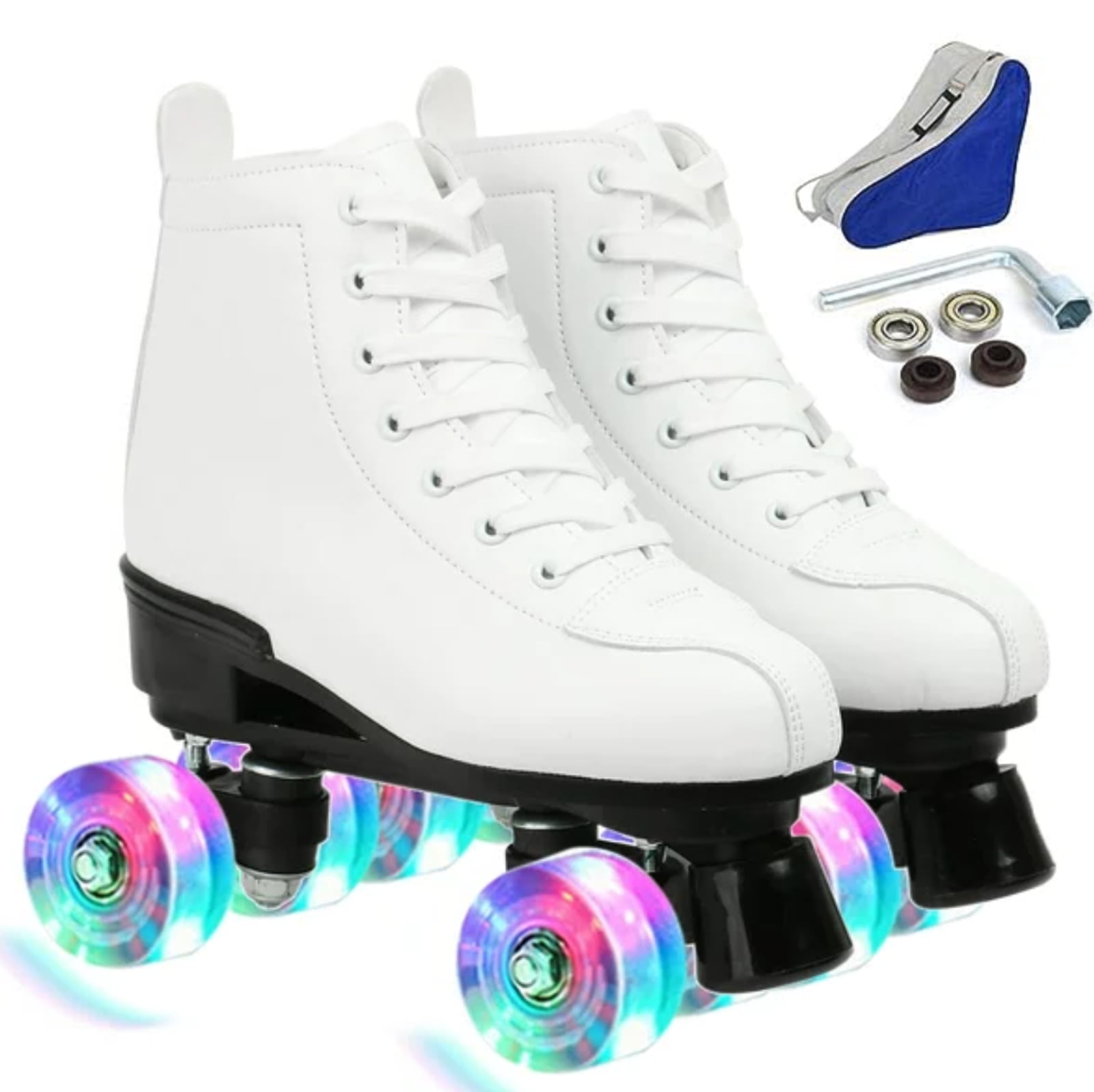 JOJOLAM LED Roller Skates for Adults & Teens, Light-Up Wheels & Bag ...
