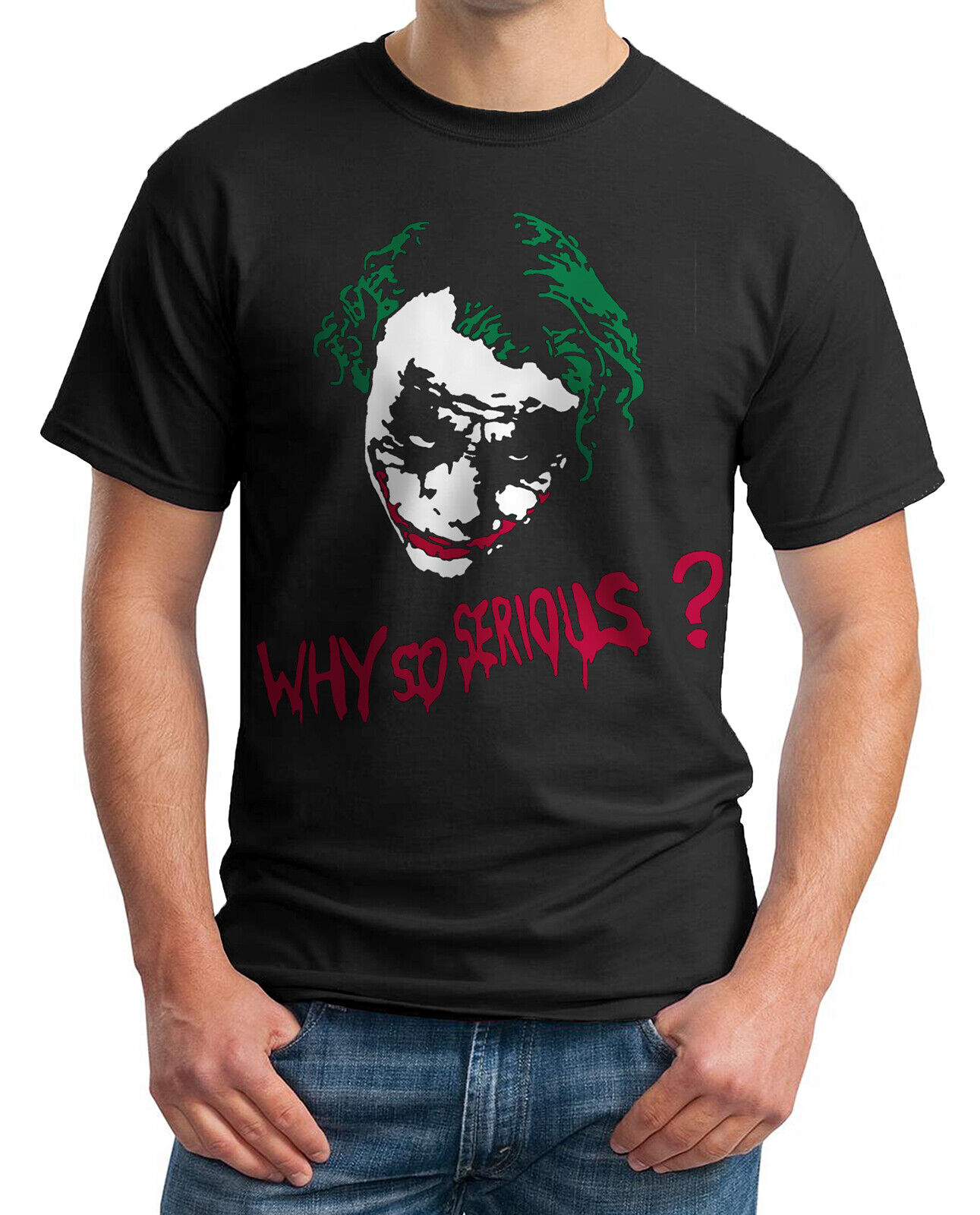 JOKER T-SHIRT - Why so Serious? - BATMAN - Heath Ledger - 3 colour print - Mens - Walmart.com