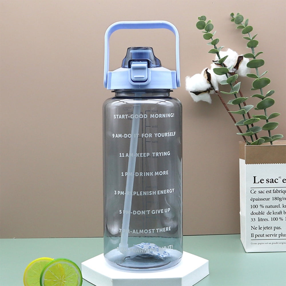 JOLIXIEYE 2000ml Plastic Water Bottle with Time Marker & Straw Sports BPA-Free Water Jug for ...