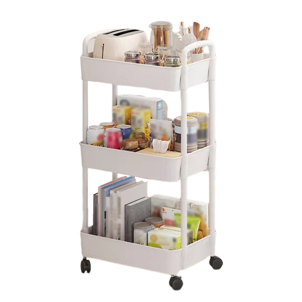 JOLIXIEYE 3 Tier Storage Rolling Cart Easy to Assemble Multi-Purpose ...
