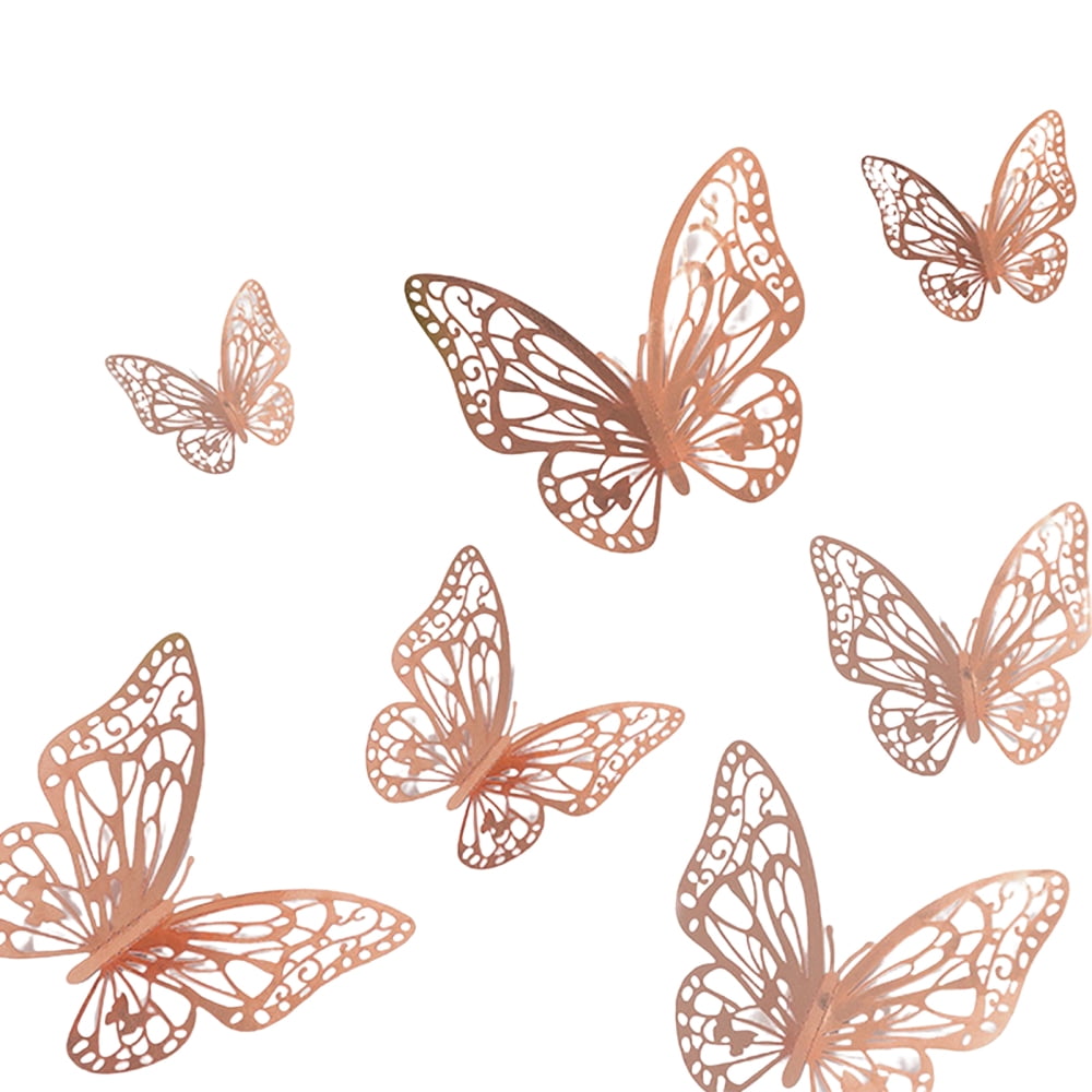 JOLIXIEYE 3D Golden Butterflies Wall Stickers Vivid Butterfly Design ...