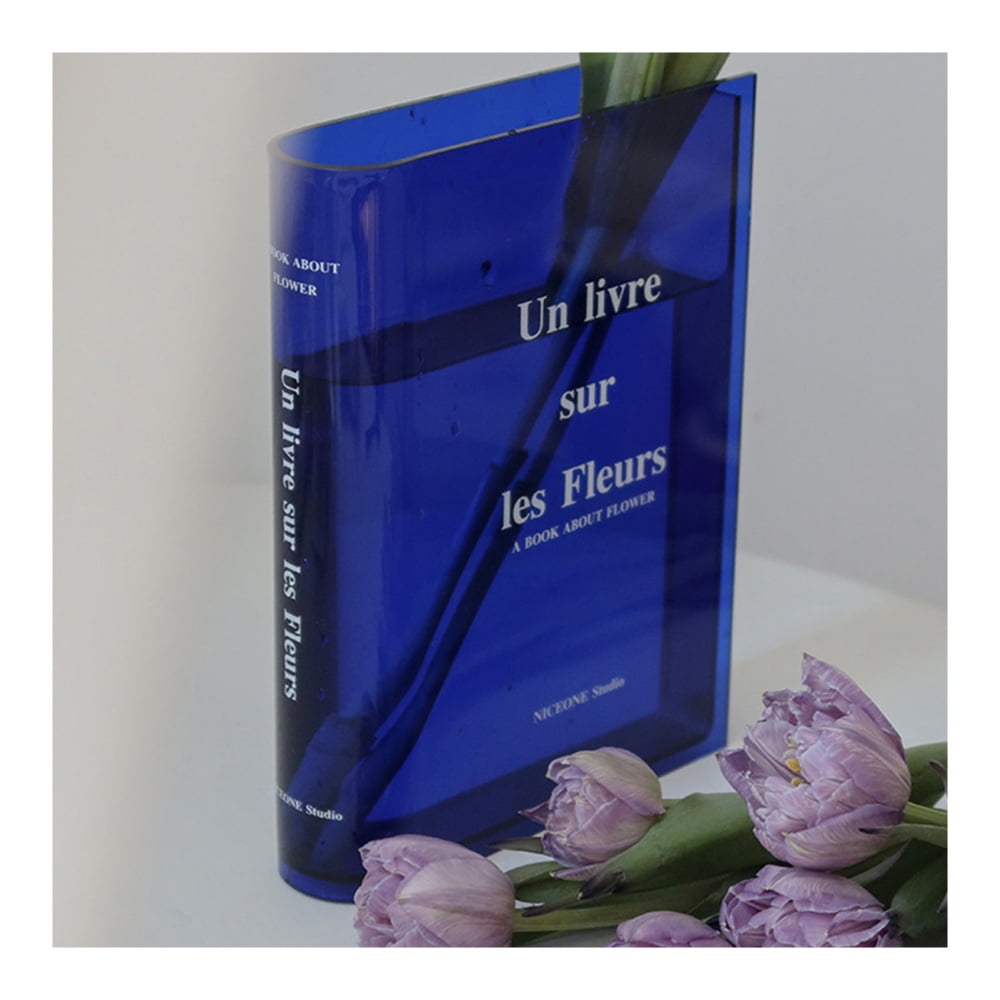JOLIXIEYE Acrylic Book Shaped Vase Unbreakable Acrylic Desktop Vase ...