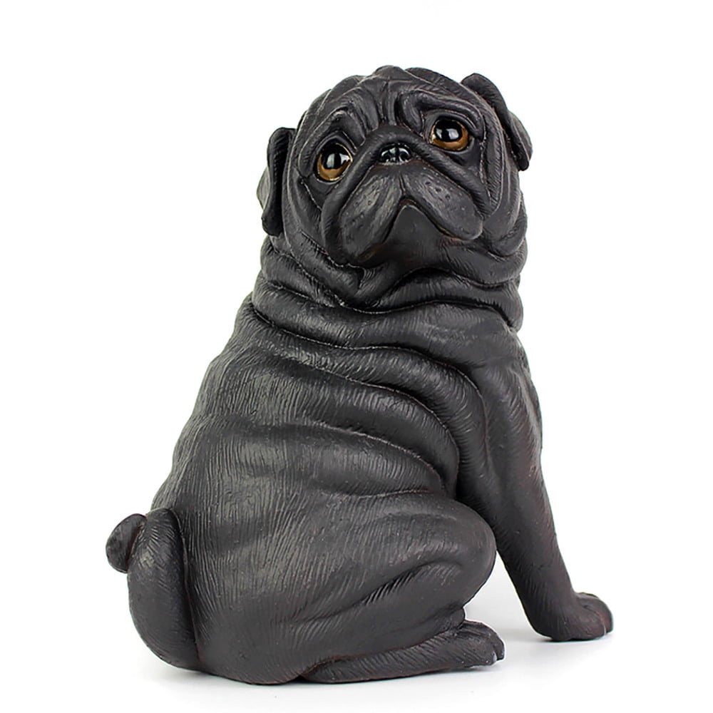 JOLIXIEYE Artificial Pug Dog Model Statue Plastic Pug Dog Pet Dog ...