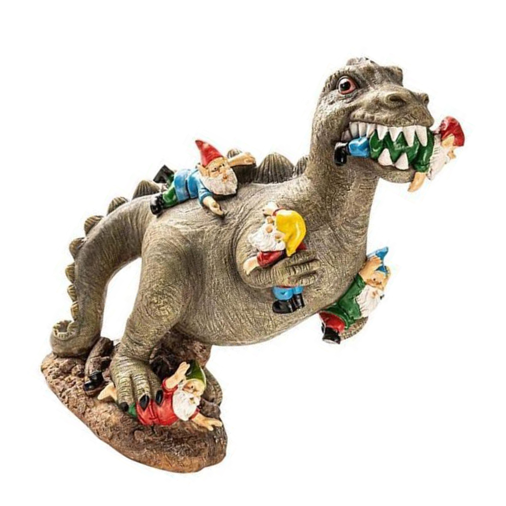 JOLIXIEYE Dinosaur Eating Gnomes Garden Statue Colorful Gnome ...