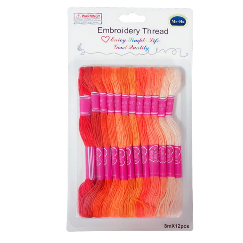 JOLIXIEYE Gradient Color Series Embroidery Floss Set Colorful 12 Skeins ...
