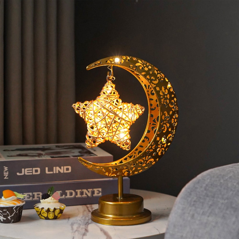 JOLIXIEYE LED Iron Moon-Shaped Lamp Night Lamp Romantic Lighting Decor ...
