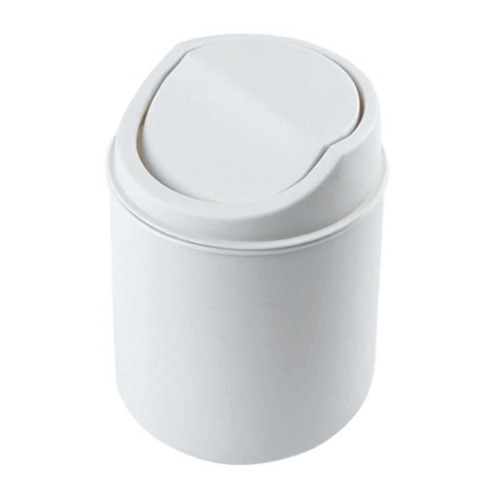 JOLIXIEYE Mini Desktop Garbage Basket Small Tiny White Garbage Bin with ...