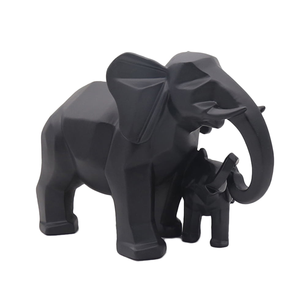 JOLIXIEYE Mother & Child Elephant Statue Modern Geometric Arts Desk ...