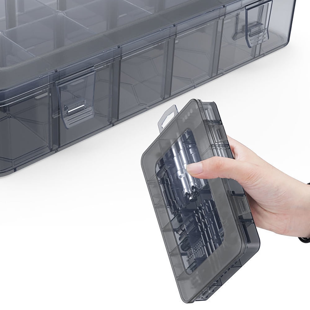 JOLIXIEYE Multi-Grid Transparent Tool box Adjustable Classification ...