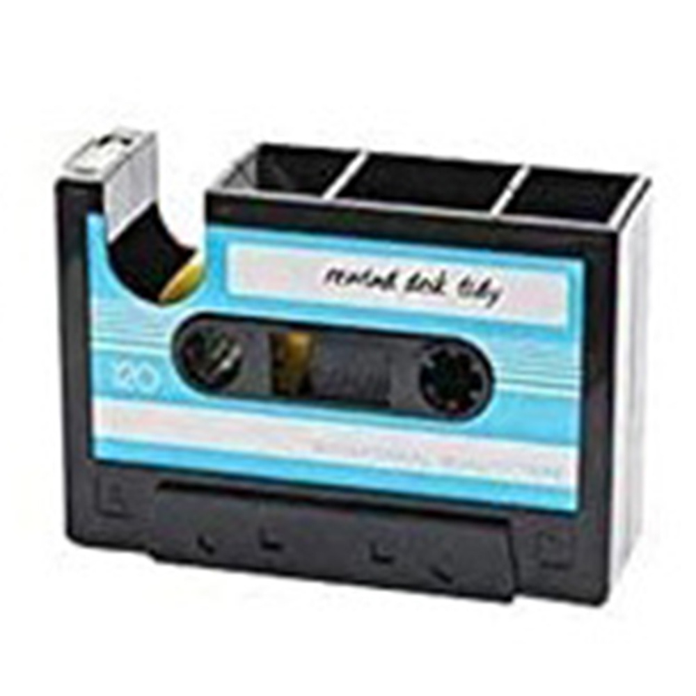 JOLIXIEYE Retro Cassette Tape Machine Brush Pot Stationery Storage Container with Office Tape ...