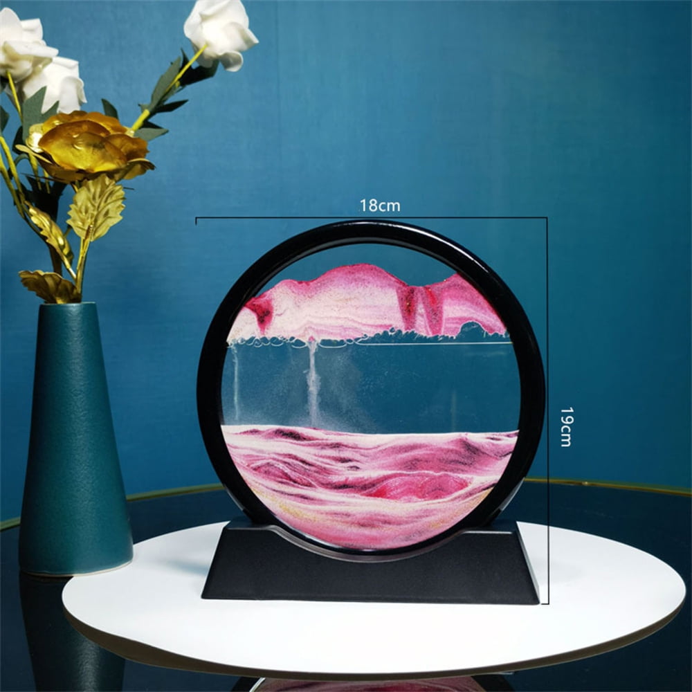 JOLIXIEYE Round Glass Kinetic Sandscapes Moving Sand Art Picture Round ...