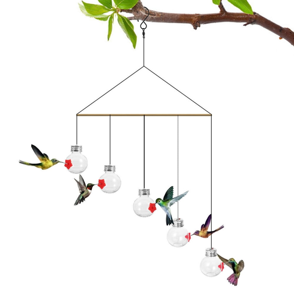 JOLIXIEYE Wind Chime Hummingbird Water Feeder 5-Grids Design ...