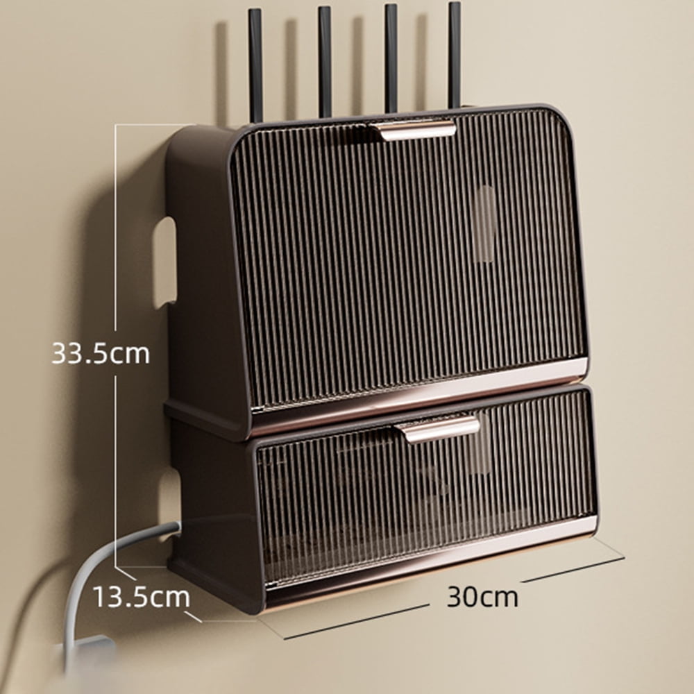 JOLIXIEYE Wireless WiFi Router Shelf Storage Box No Drilling Hanging ...