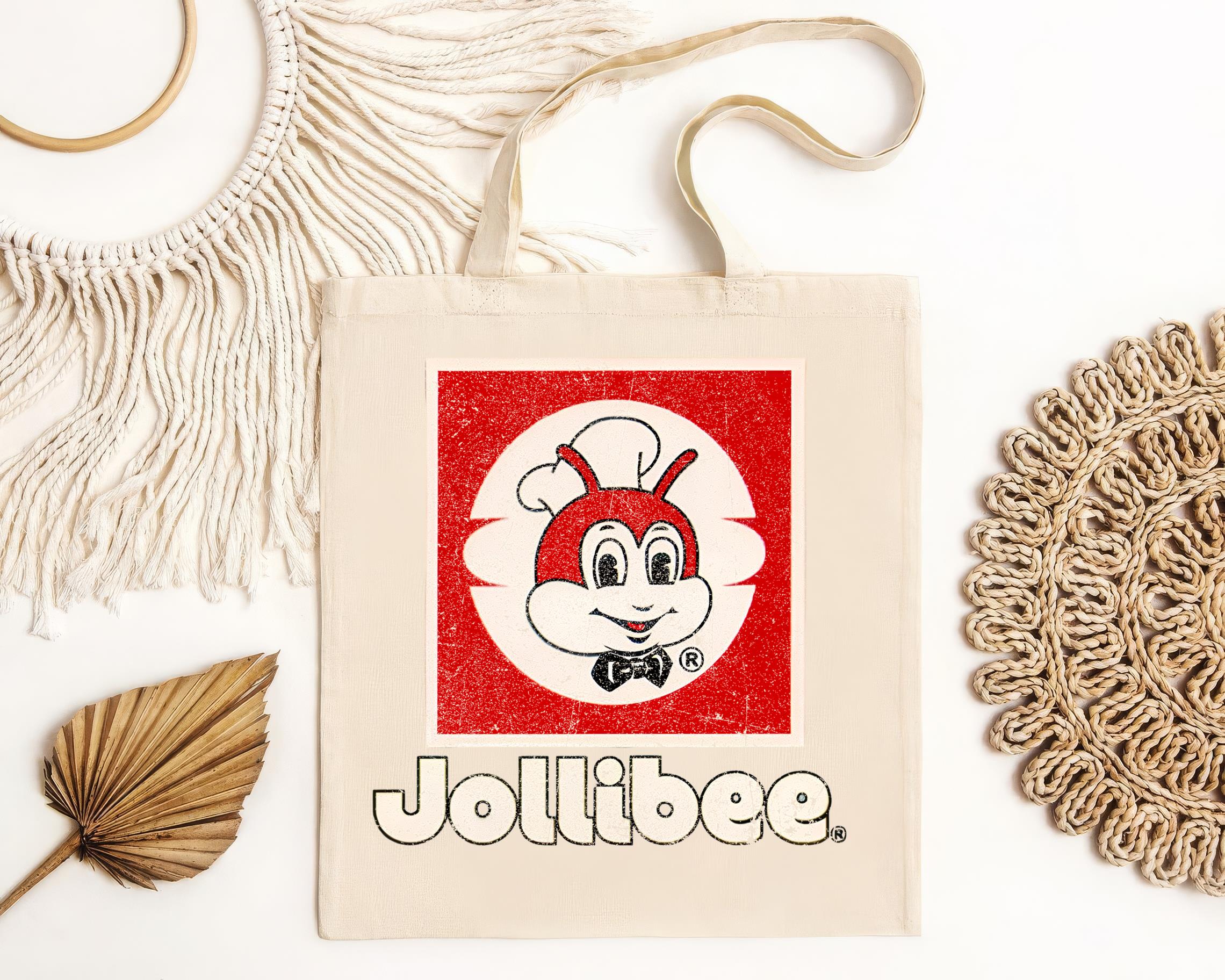 JOLLIBEE Retro Distressed 80s Style Logo Graphic Short-Sleeve Tote Bag ...