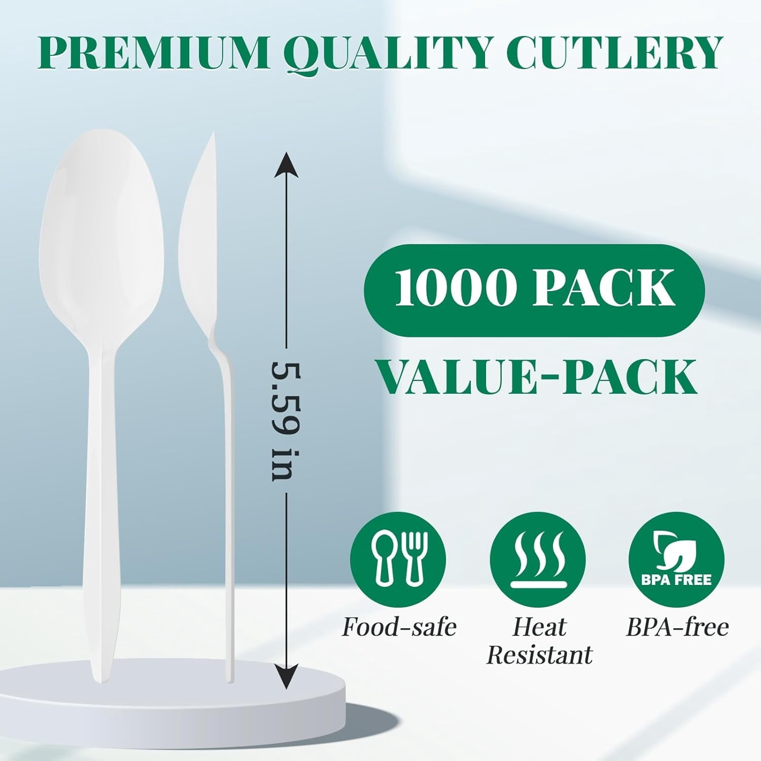 JOLLY CHEF 1000 Pack Plastic Teaspoons White, Disposable Spoons Bulk ...