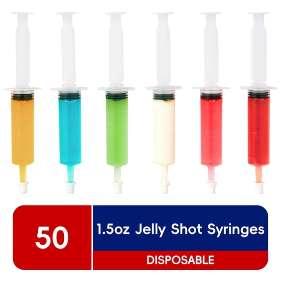 JOLLY CHEF 50Pcs 1.5 oz Clear Plastic Jelly Syringes for Jello Shots ...
