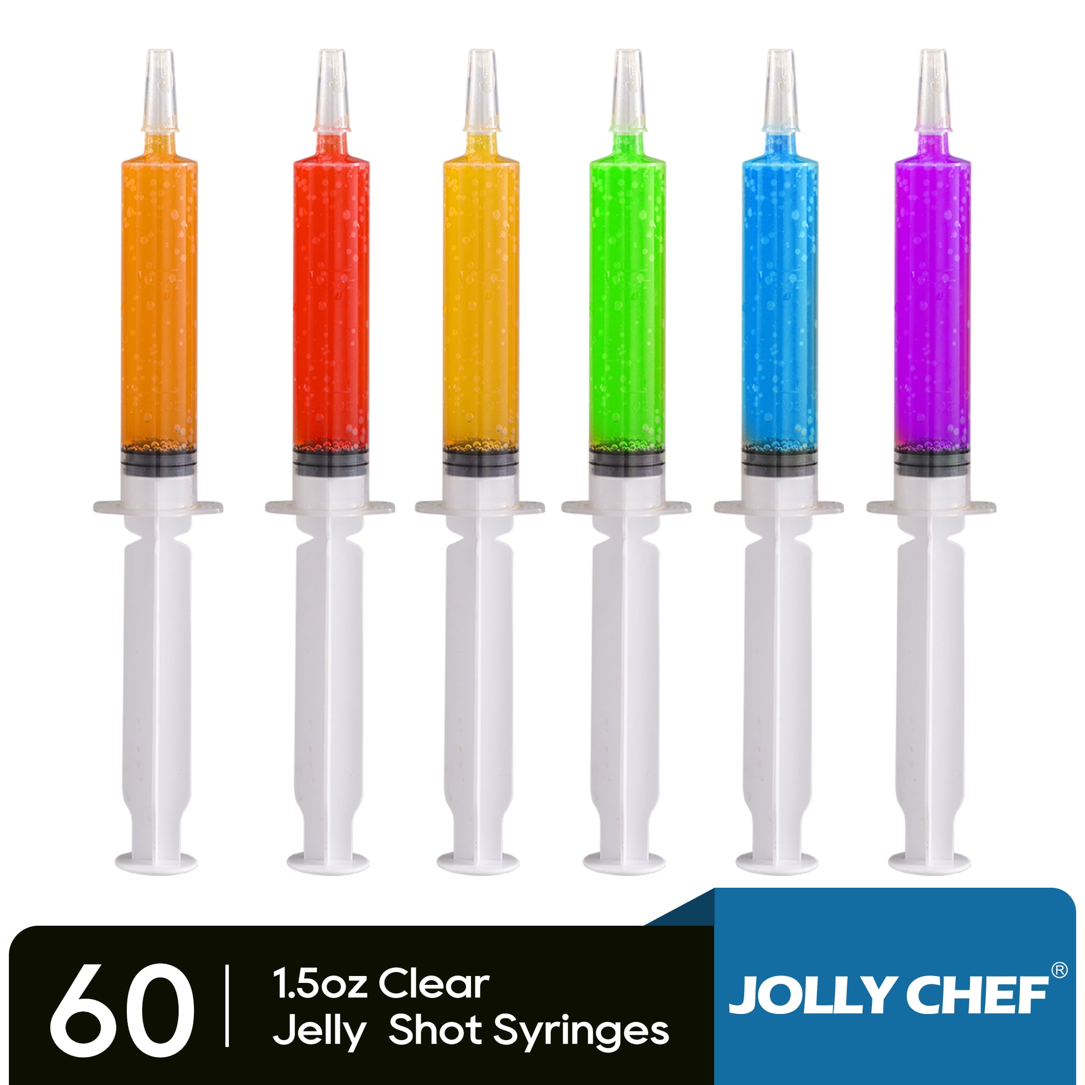 JOLLY CHEF 60Pieces 1.5 oz Clear Plastic Jelly Syringes Shot - Walmart.com