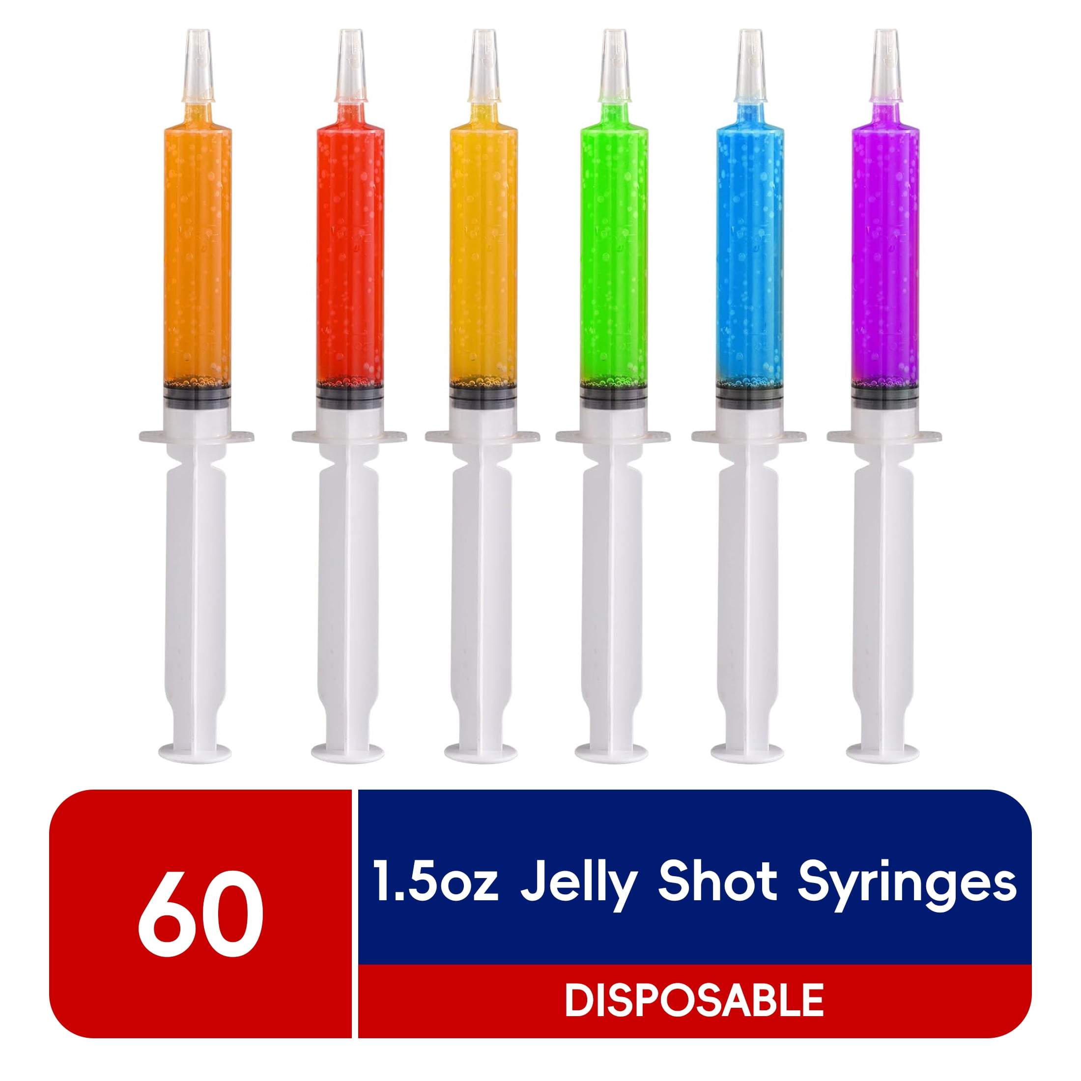 JOLLY CHEF 60Pieces 1.5 oz Clear Plastic Jelly Syringes Shot - Walmart.com
