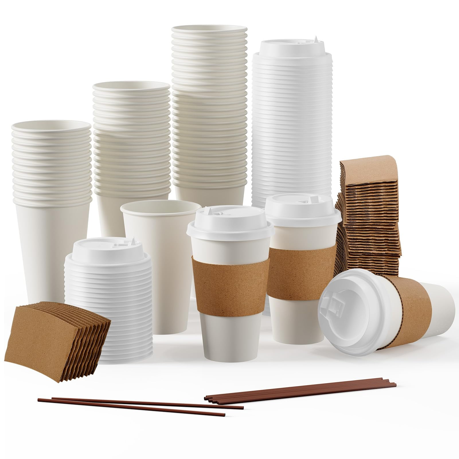 JOLLY PARTY [50 Pack] AIF9 16 oz Paper Cups, Disposable Paper Cup with ...