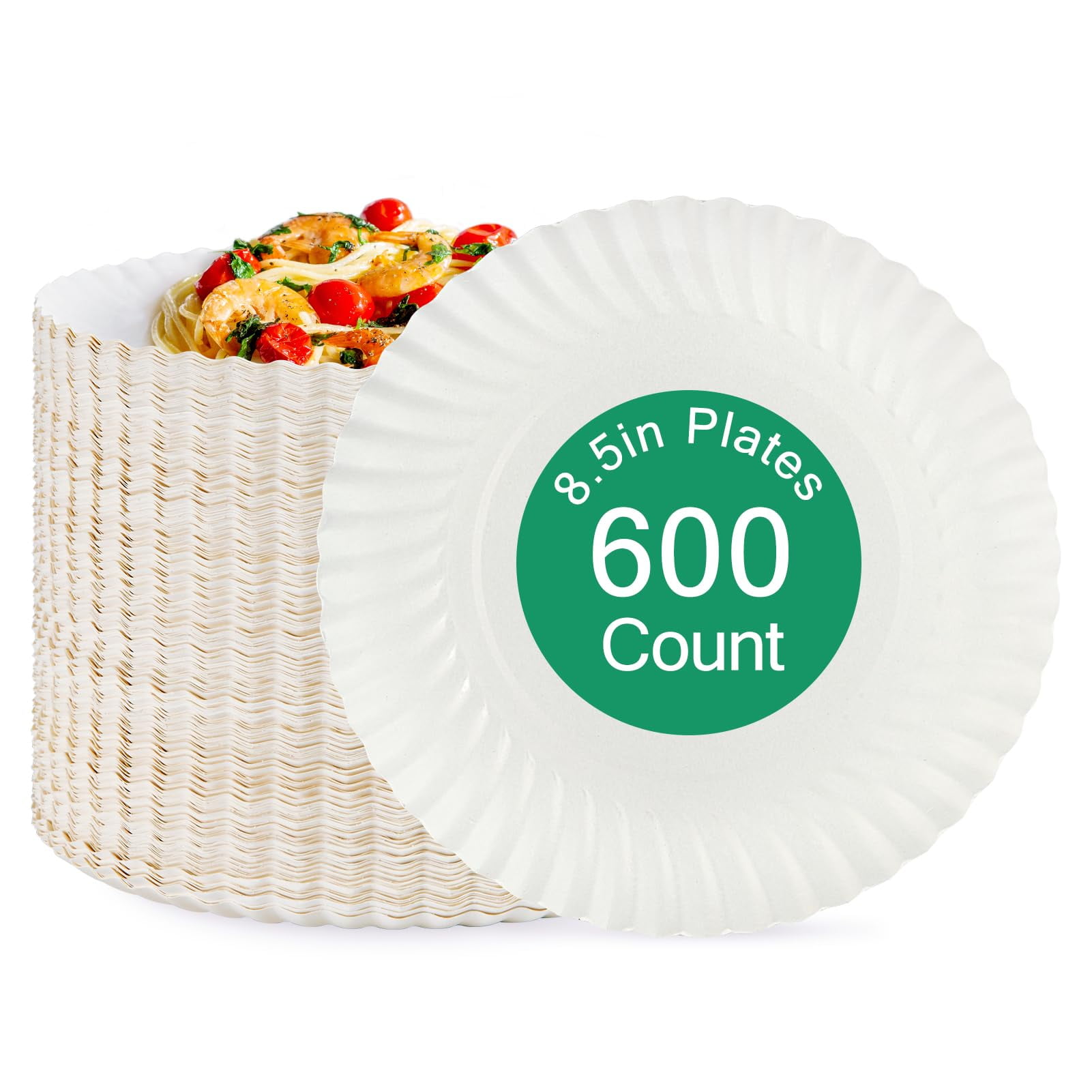 JOLLY PARTY 8.5 inch DEF29 Paper Plates Uncoated,600 Count Everyday ...