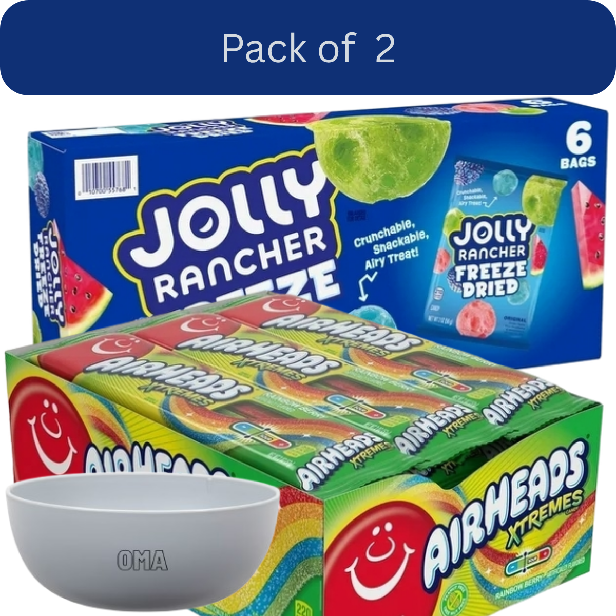 JOLLY RANCHER Freeze Dried Candy, 2 oz., 6 pk. & Airheads Xtremes, 2 oz ...