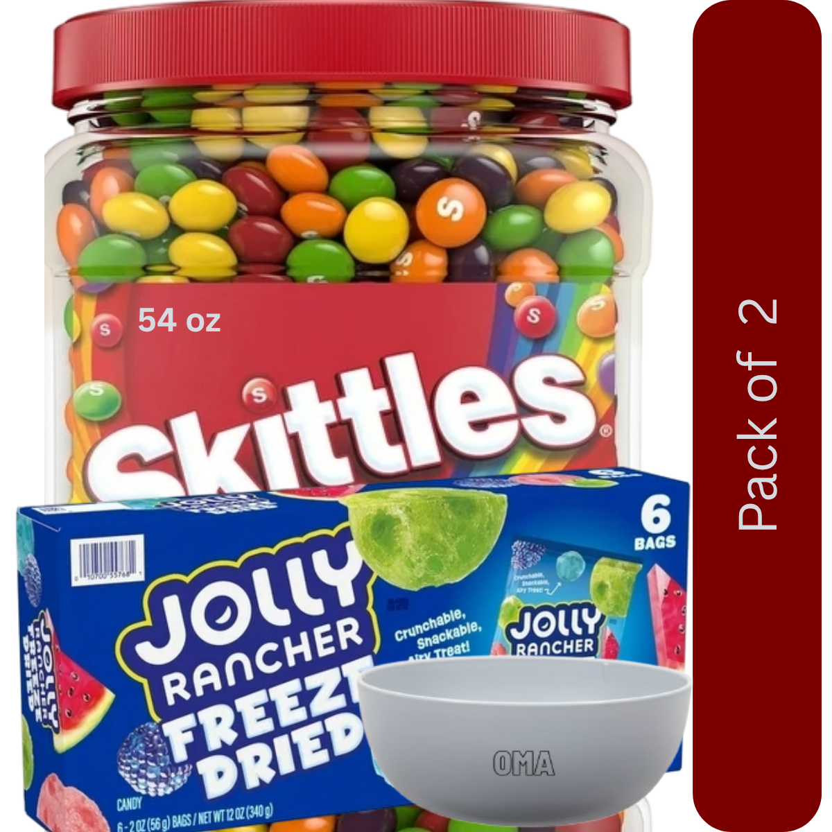 JOLLY RANCHER Freeze Dried Candy, 2 oz., 6 pk. & Skittles Original ...