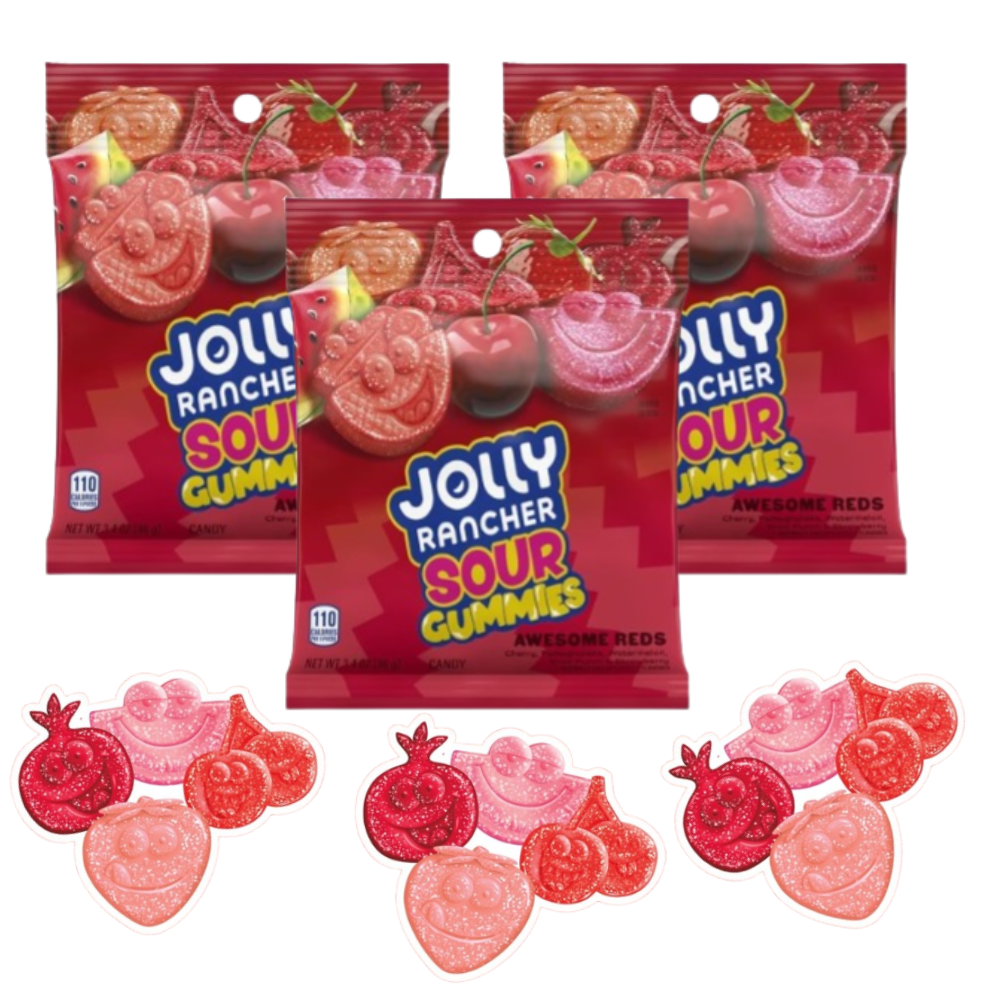 JOLLY RANCHER Sour Gummies Awesome Reds, Fruity Chewy Candy, Assorted ...