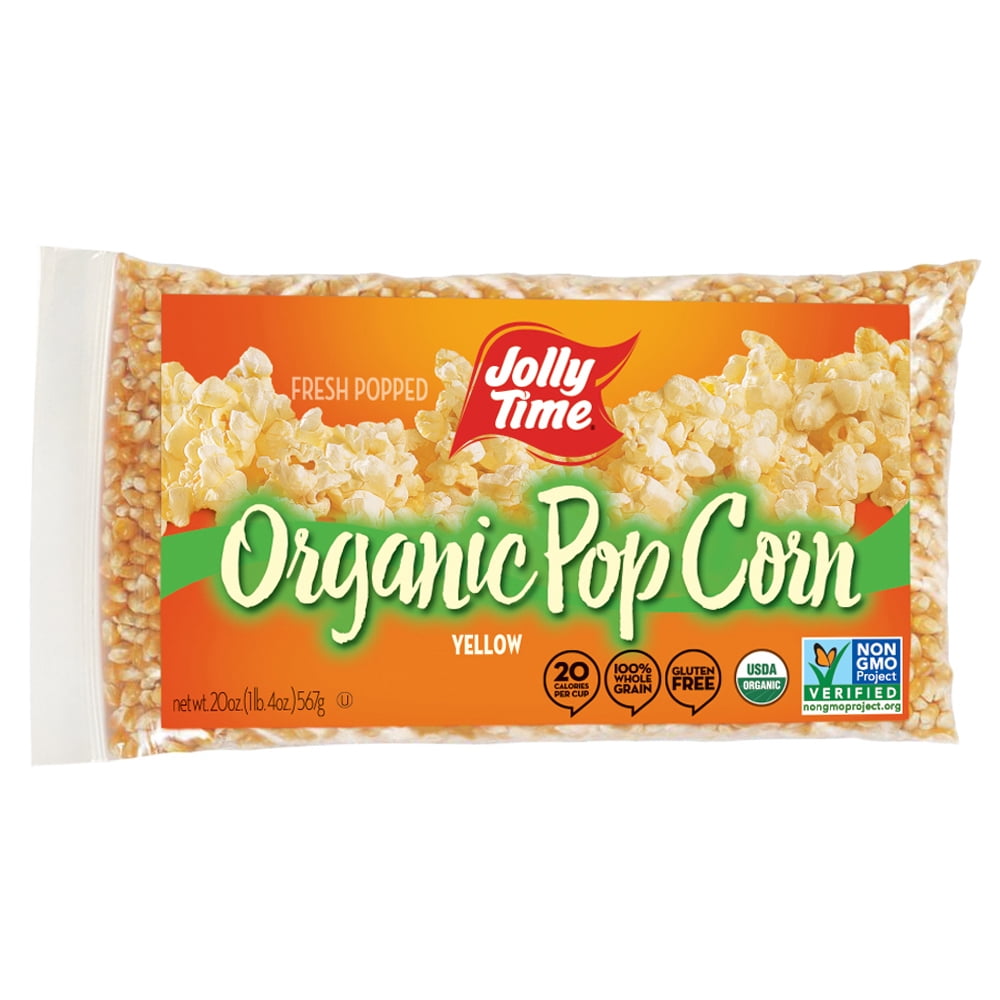 Jolly Time Organic Yellow Kernel Popping Corn, 20 oz, Gluten-Free, Non ...