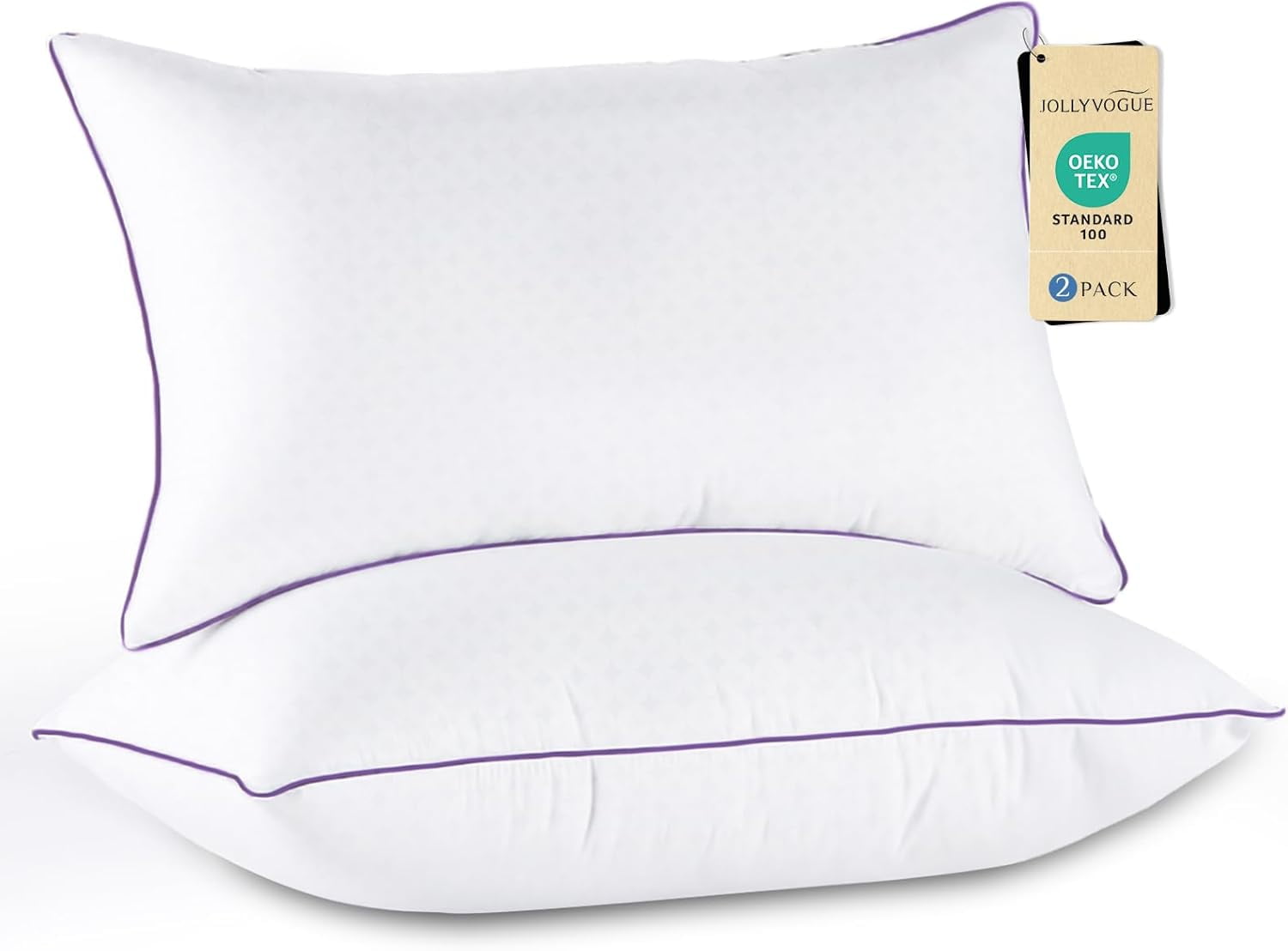 JOLLYVOGUE Pillows Queen Size Set of 2, Medium Supportive Bed Pillows ...