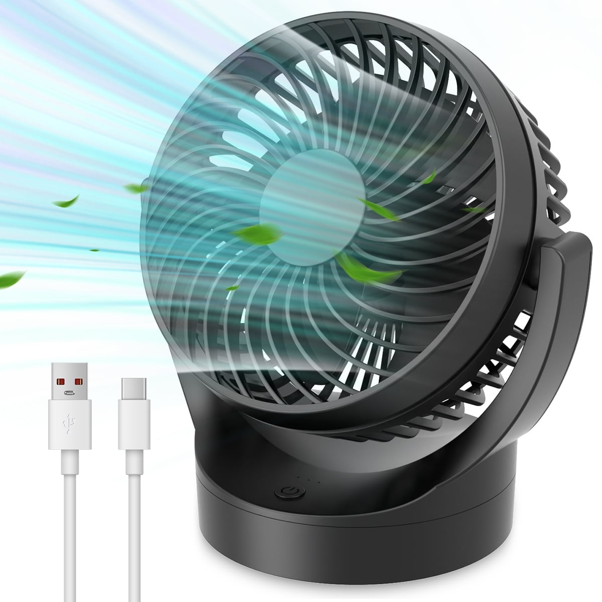 JOLTIX Rechargeable Operated Portable Electric 7" Table Fan, 3100mAh ...