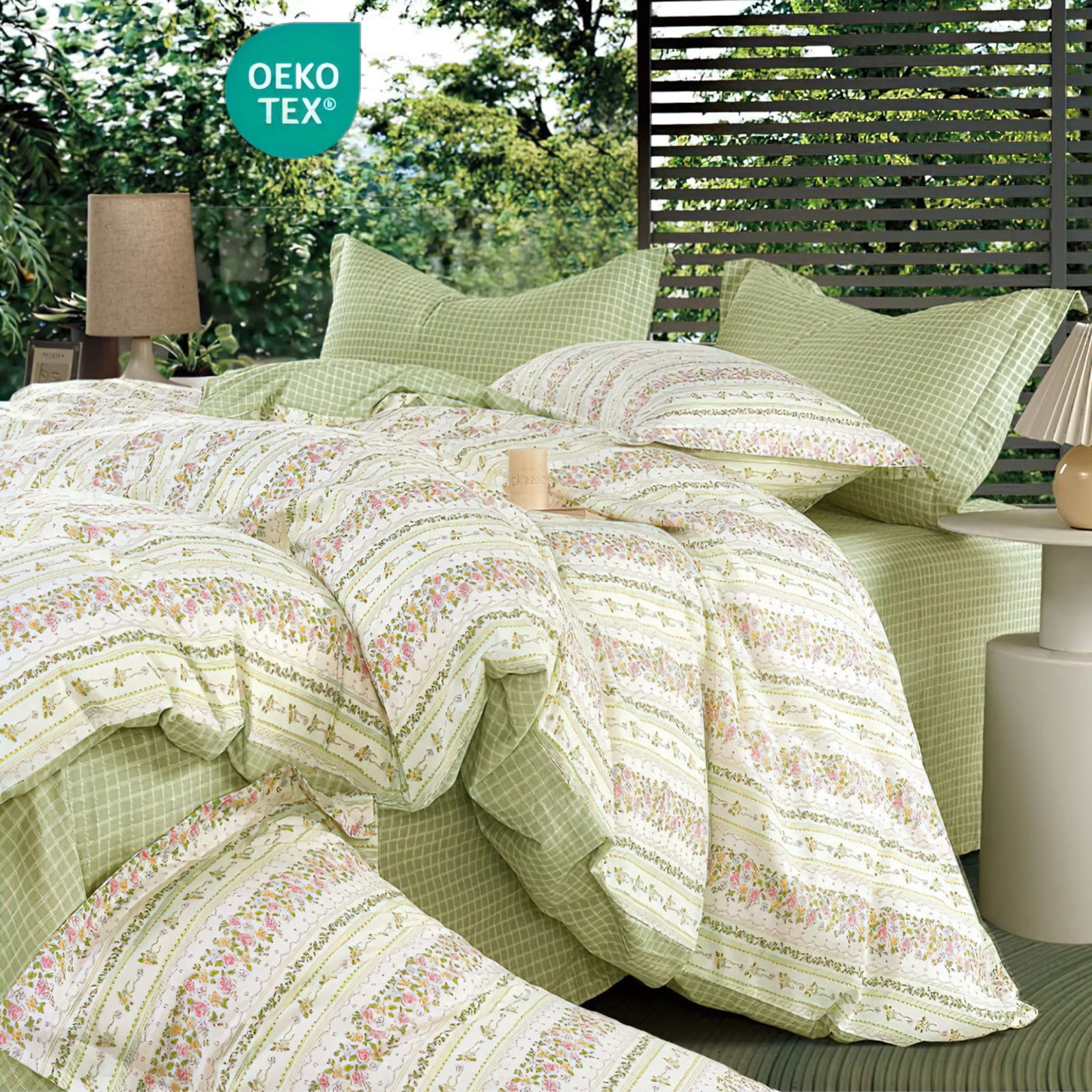JOLUSERE 100% Organic Cotton Duvet Cover Sets Full Size, 3 Pieces Light ...