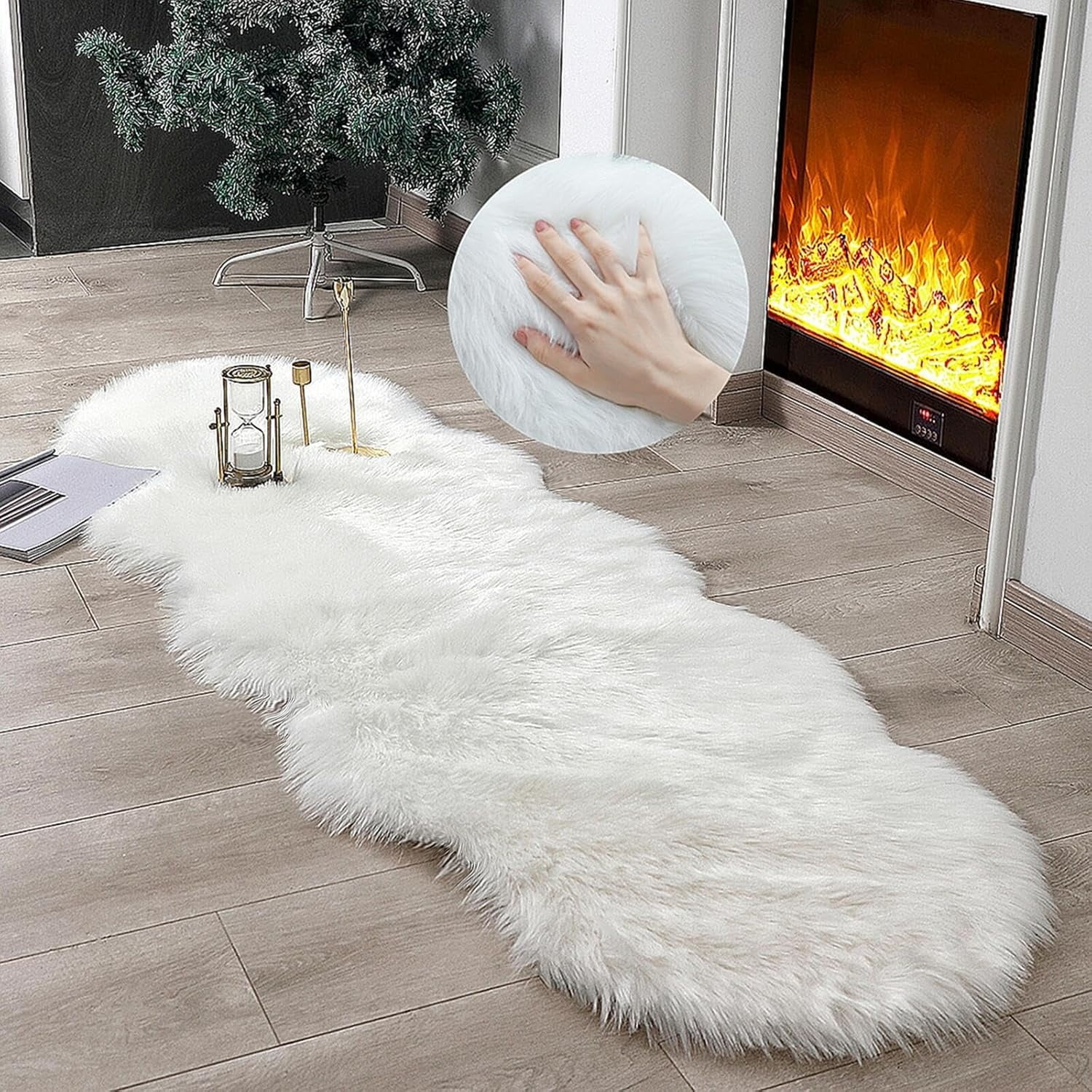 JOLUSERE Luxury Ultra Soft Faux Fur Area Rugs,3'x5'Fuzzy Faux Fur Rugs ...