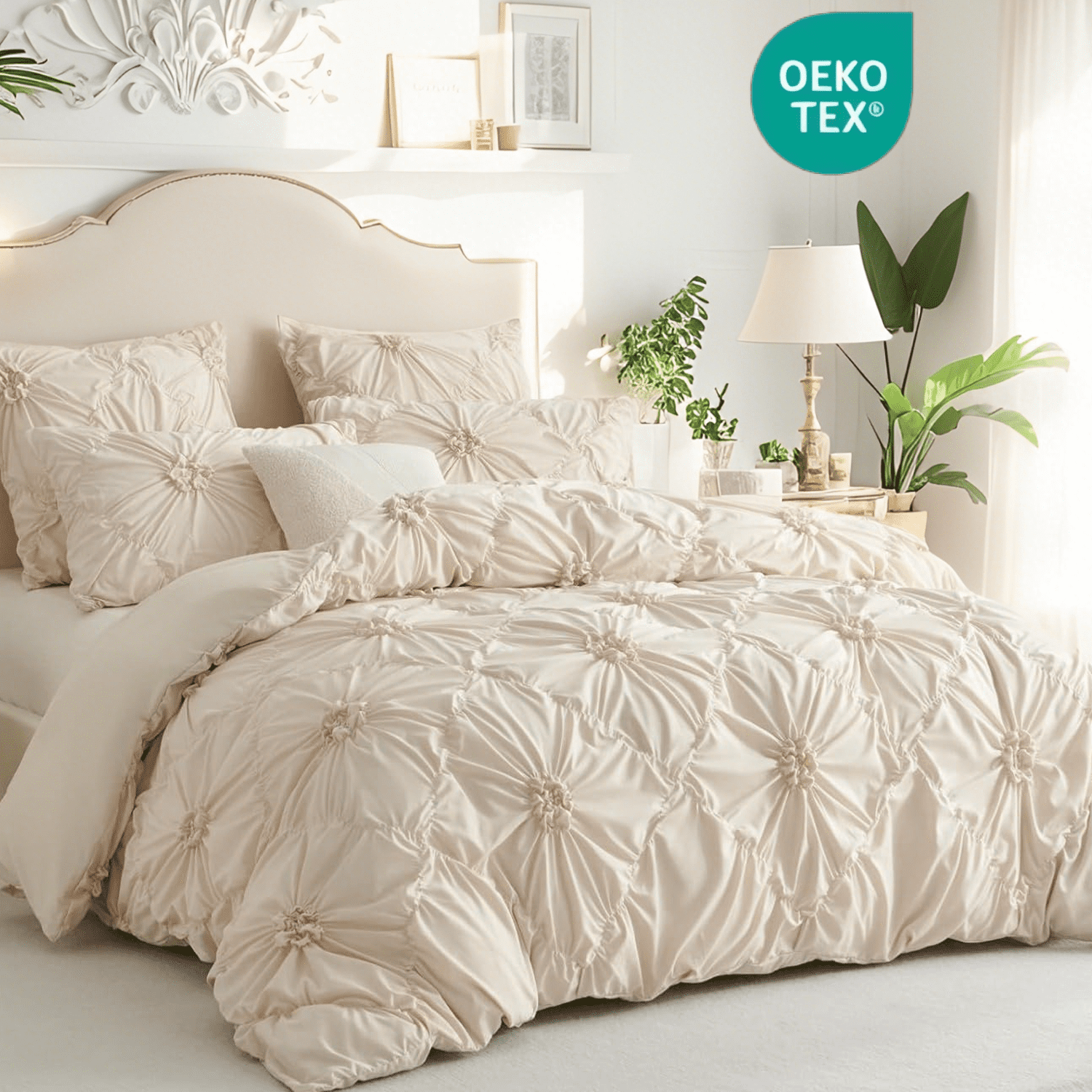 JOLUSERE Rustic French Style Beige Duvet Cover Sets Queen Size ...