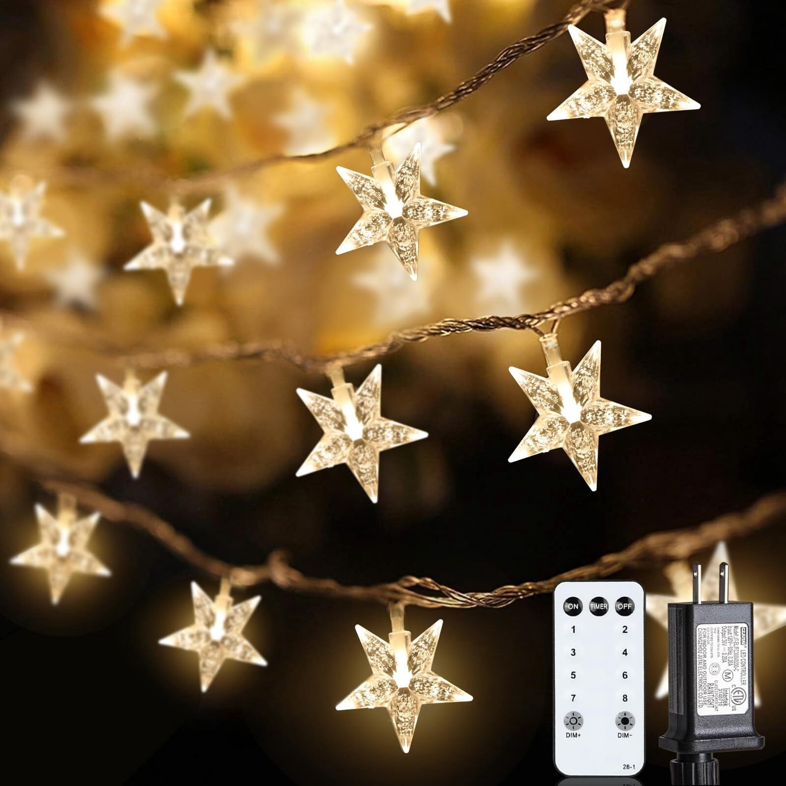JOLYMOLY 59 Ft 100 LED Flower Fairy Lights with Remote Timer, Plug in ...