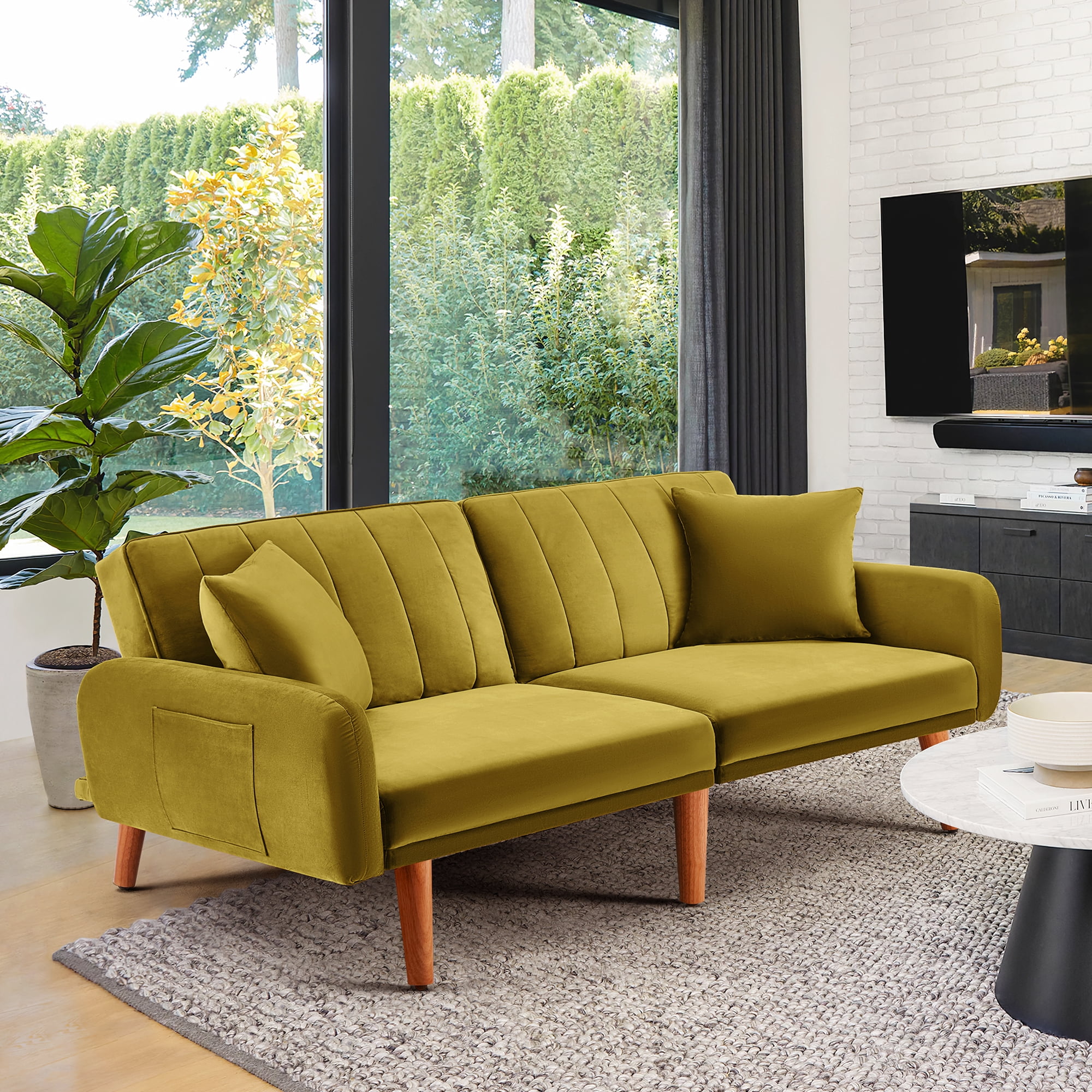JOMEED 65" Velvet Loveseat Sofa,Modern Couches for Living Room,Futon ...