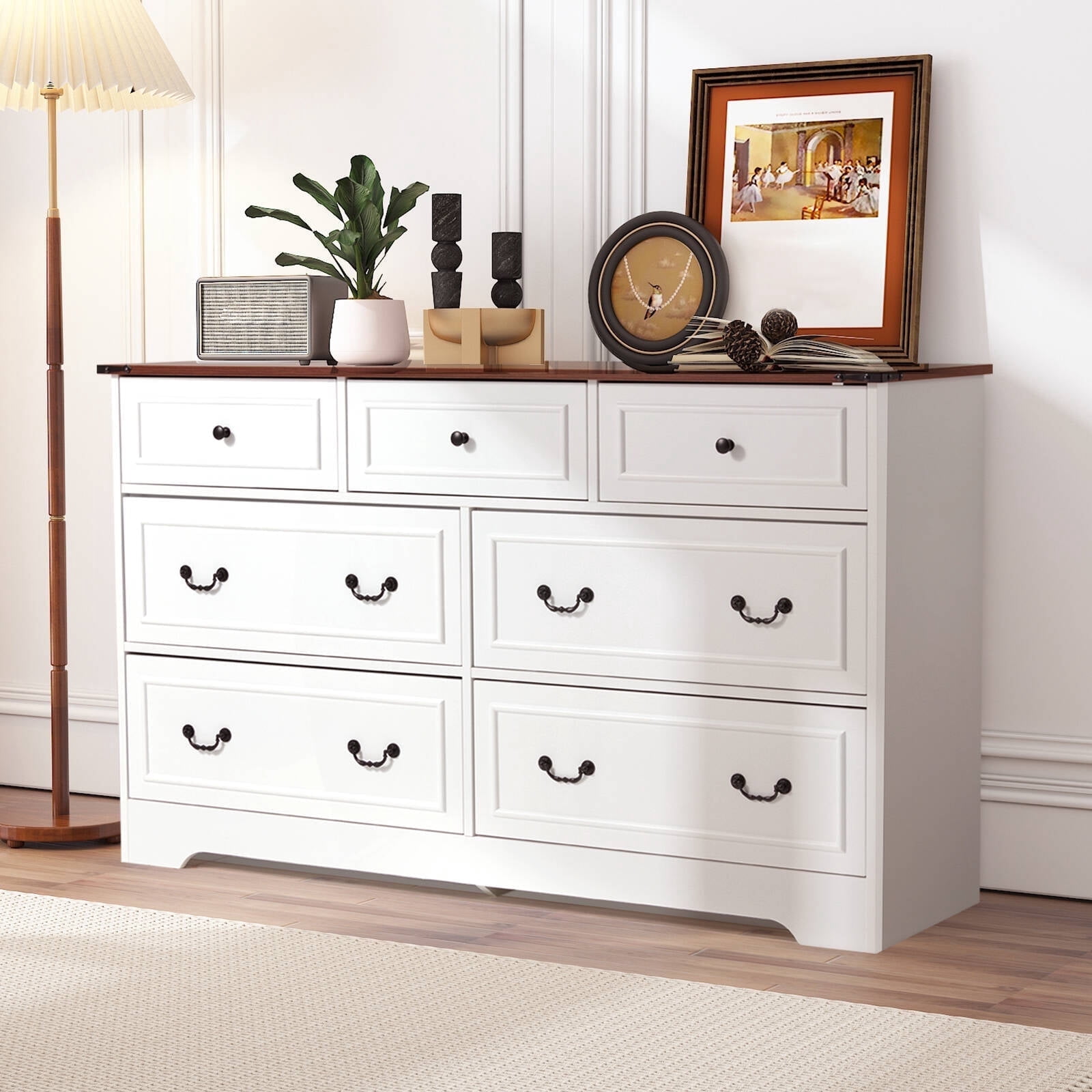 JOMEED Farmhouse 7 Drawers Dresser for Bedroom, 54" Wide Kids Chest of ...
