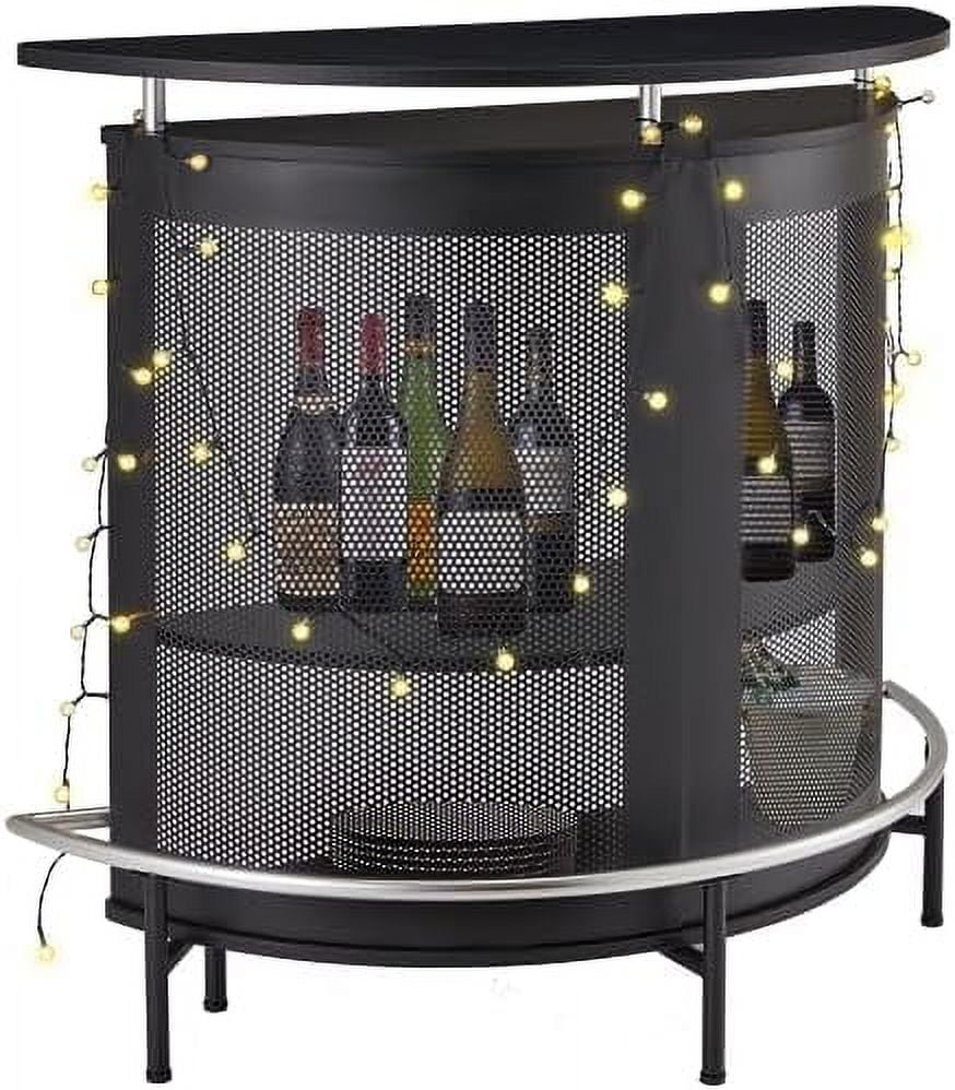 JOMEED Home Bar Height Table, Mini Liquor Bar for Home with Metal Mesh ...