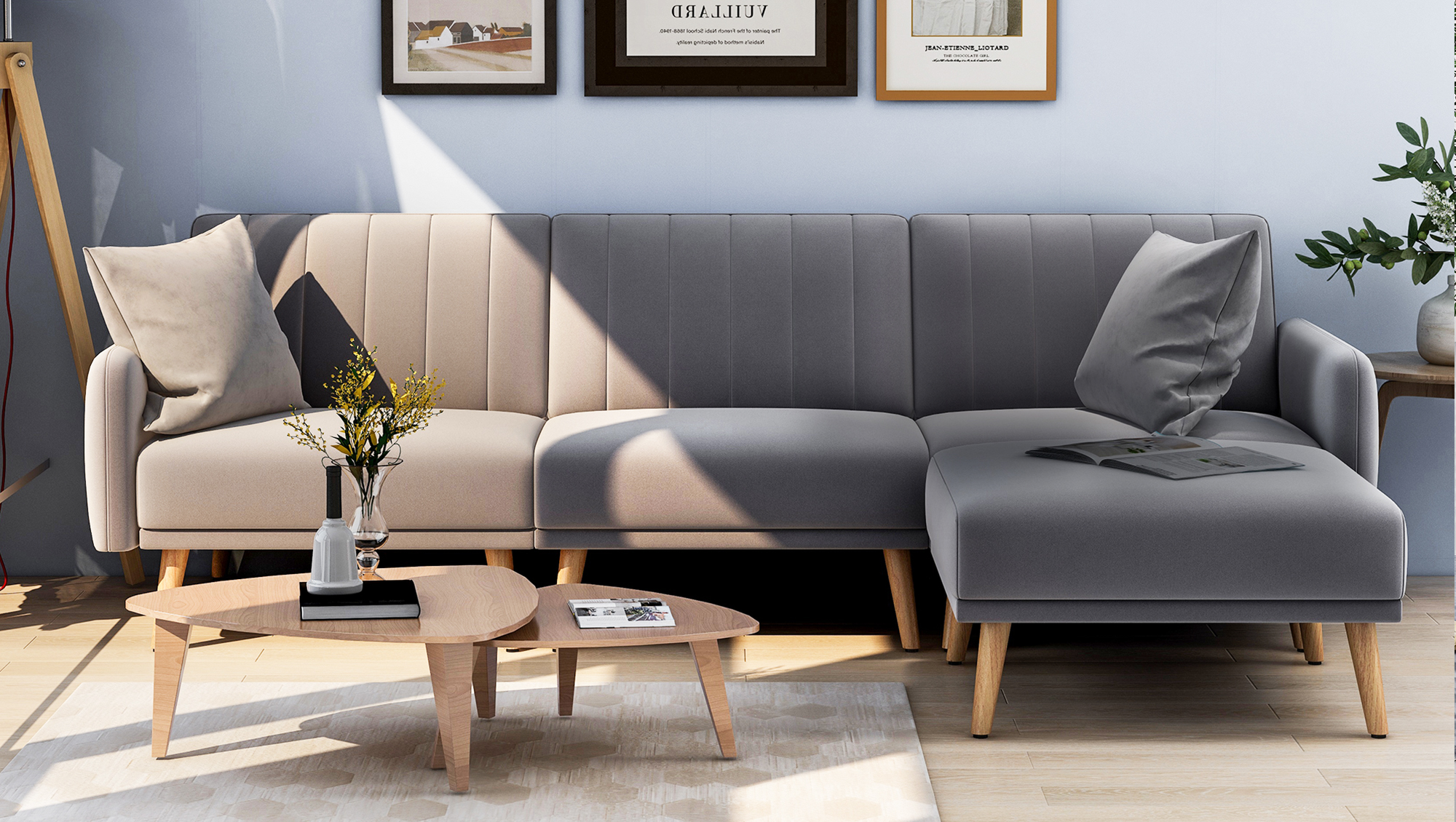 SYNGAR Couches for Living Room, Velvet Upholstered Convertible Sofa Bed ...