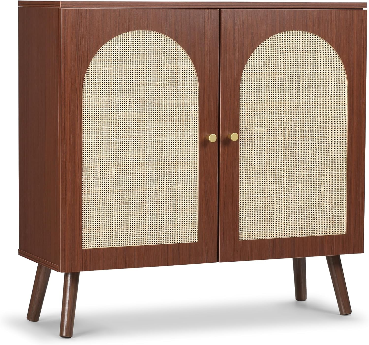 JOMEED Rattan Small Storage Cabinet with Doors, Accent Sideboard Buffet ...