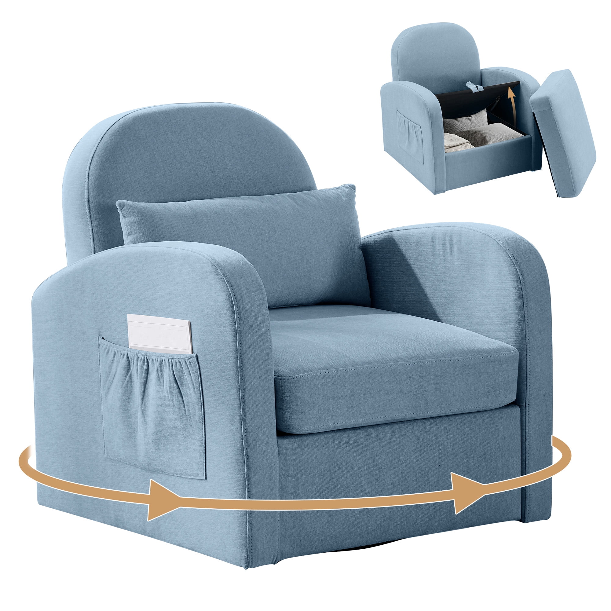 JOMEED Swivel Accent Chair with Hidden Storage, Armchair with Lumbar ...