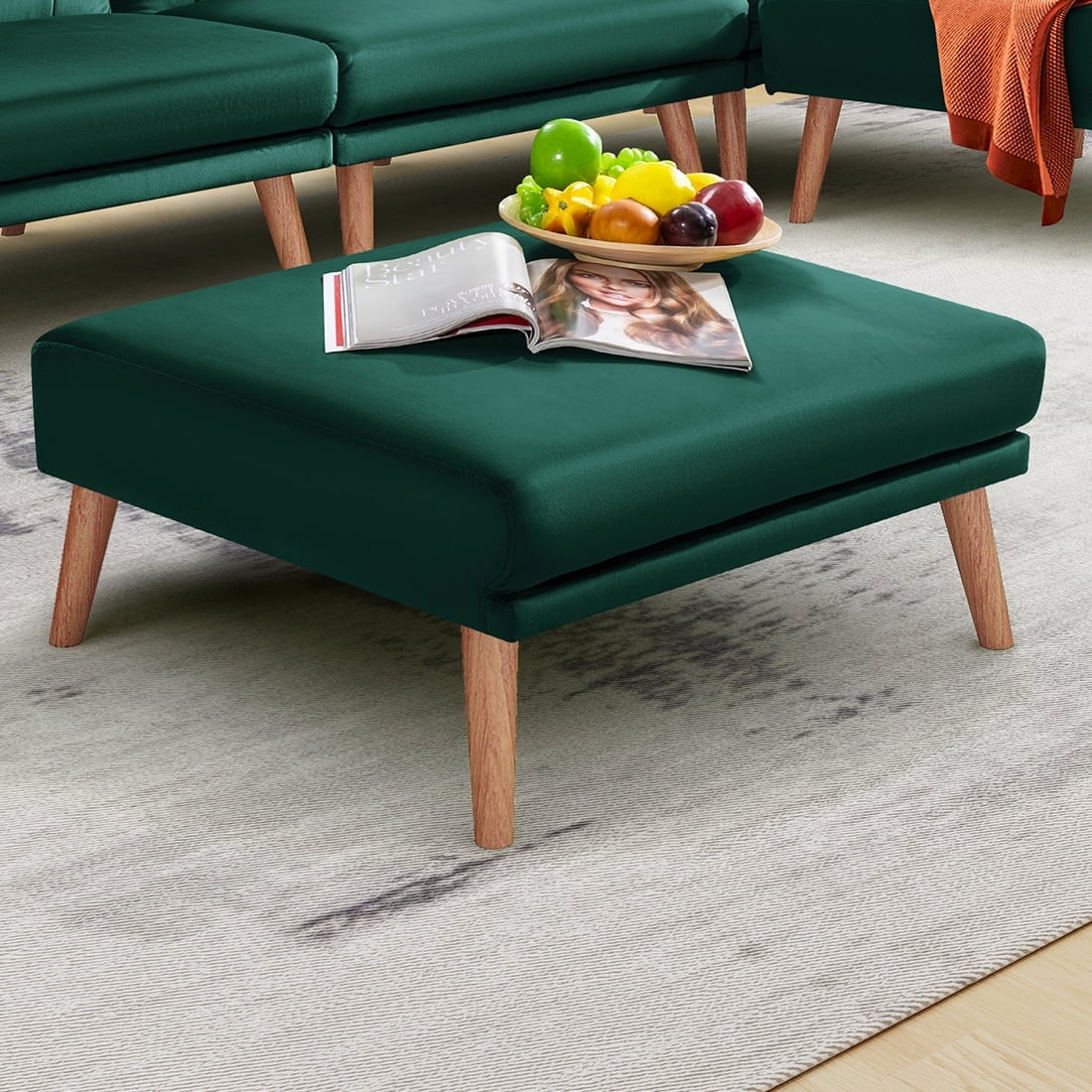 JOMEED Velvet Cube Ottoman, 26 Inches Footstool, Couch Ottoman ...