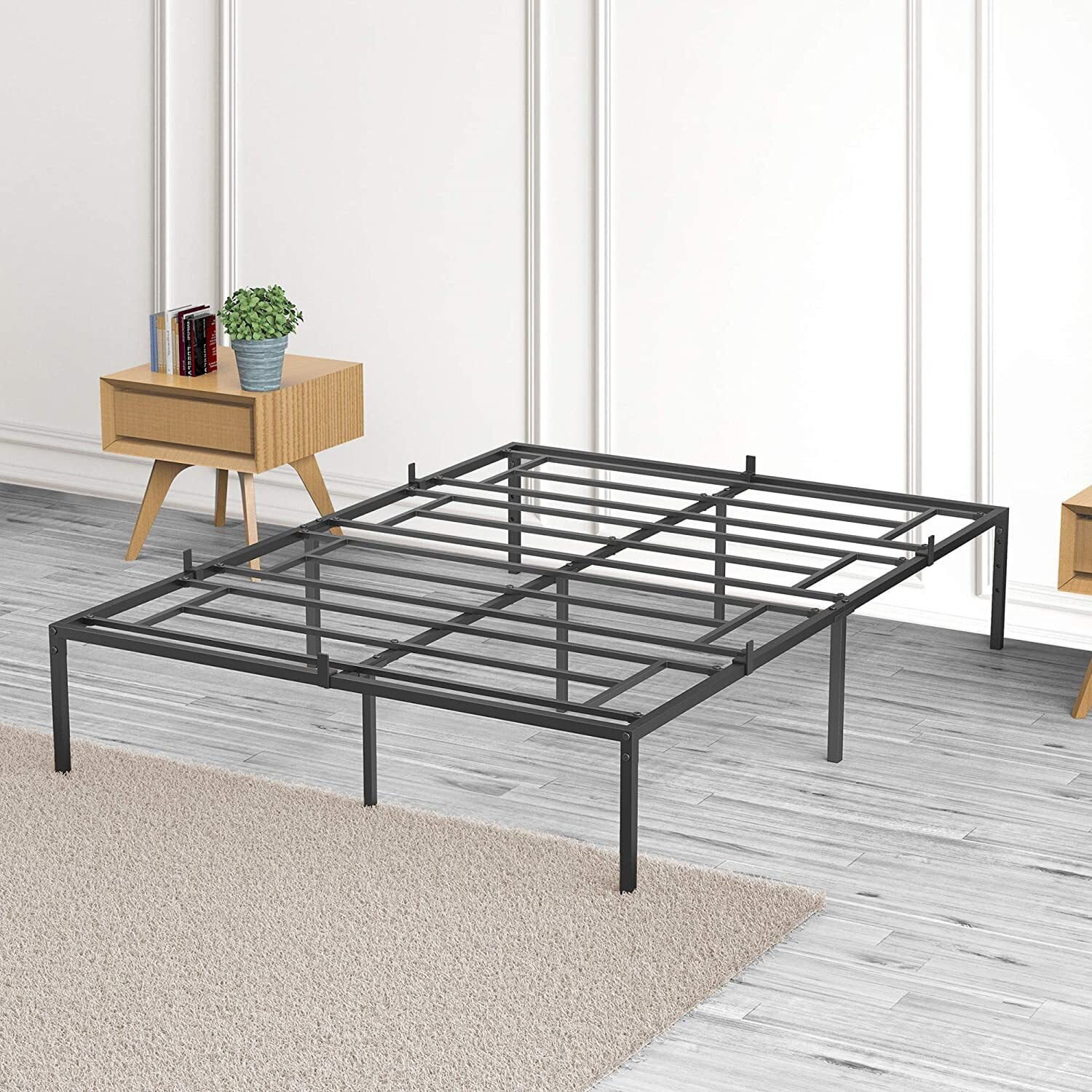JOMILLY Full Metal Platform Bed Frame with Sturdy Steel Bed Slats ...