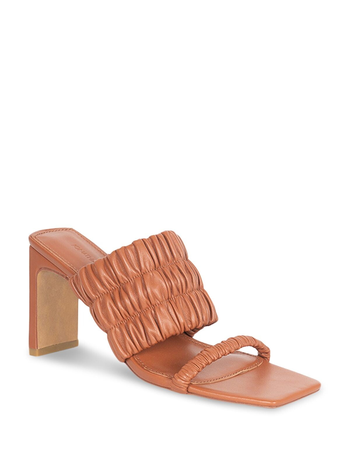 JONATHAN SIMKHAI Womens Cinnamon Brown Padded Ruched Felix Square Toe ...