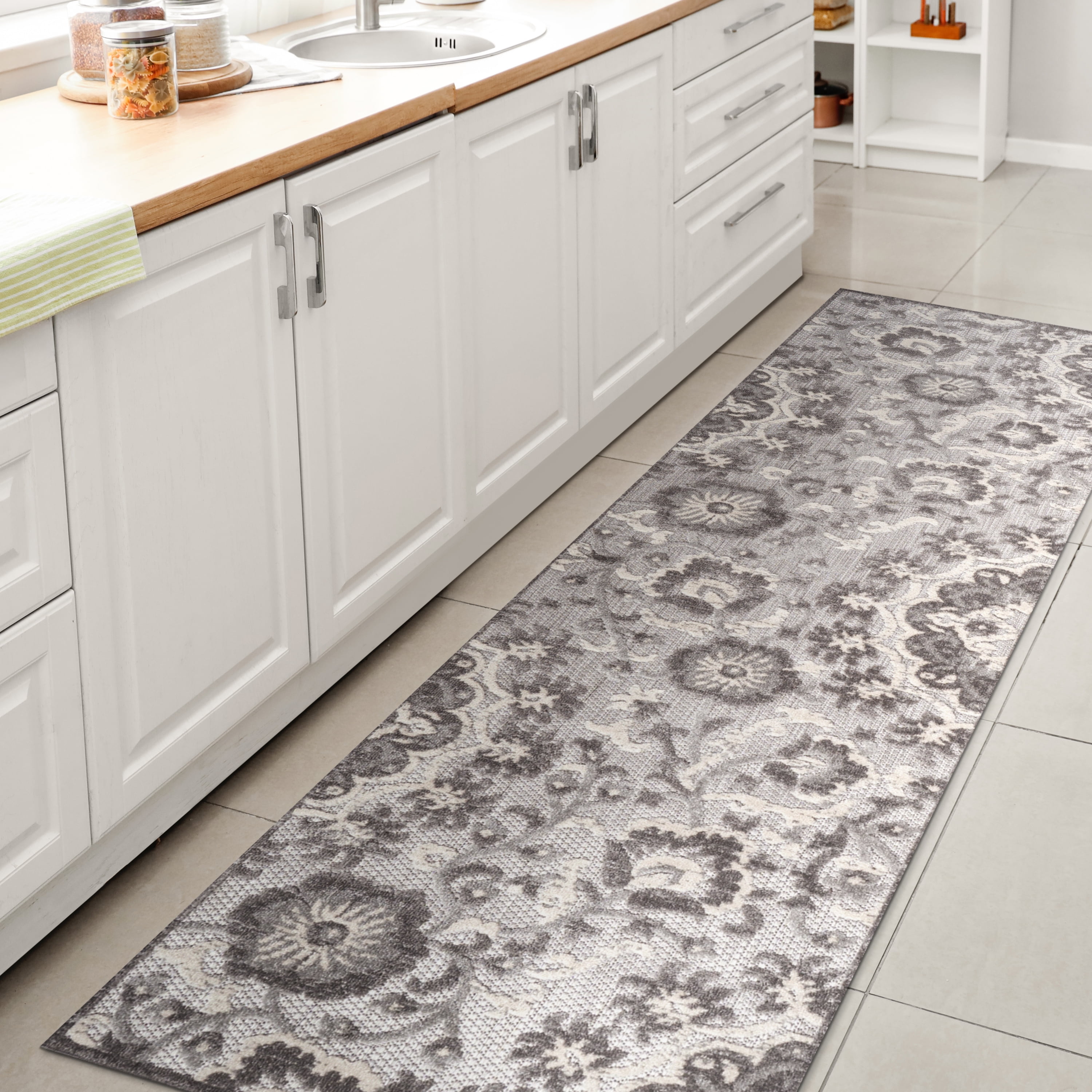 JONATHAN Y AMC104A-28 Lucena Modern Medallion High-Low Light Gray/Ivory 2 ft. x 8 ft. Indoor ...