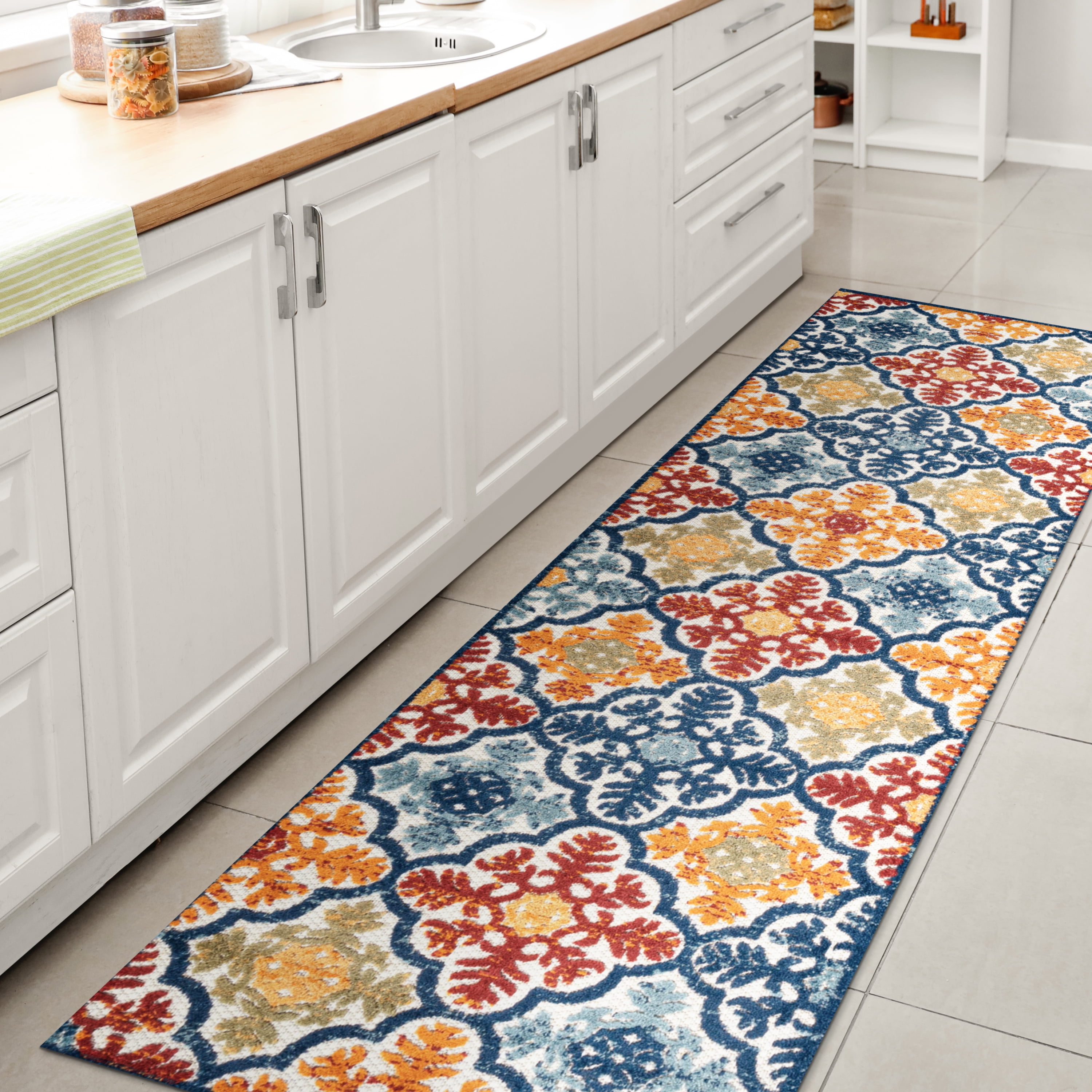 JONATHAN Y AMC105A-210 Cassis Ornate Ogee Trellis High-Low Blue/Multi 2 ...