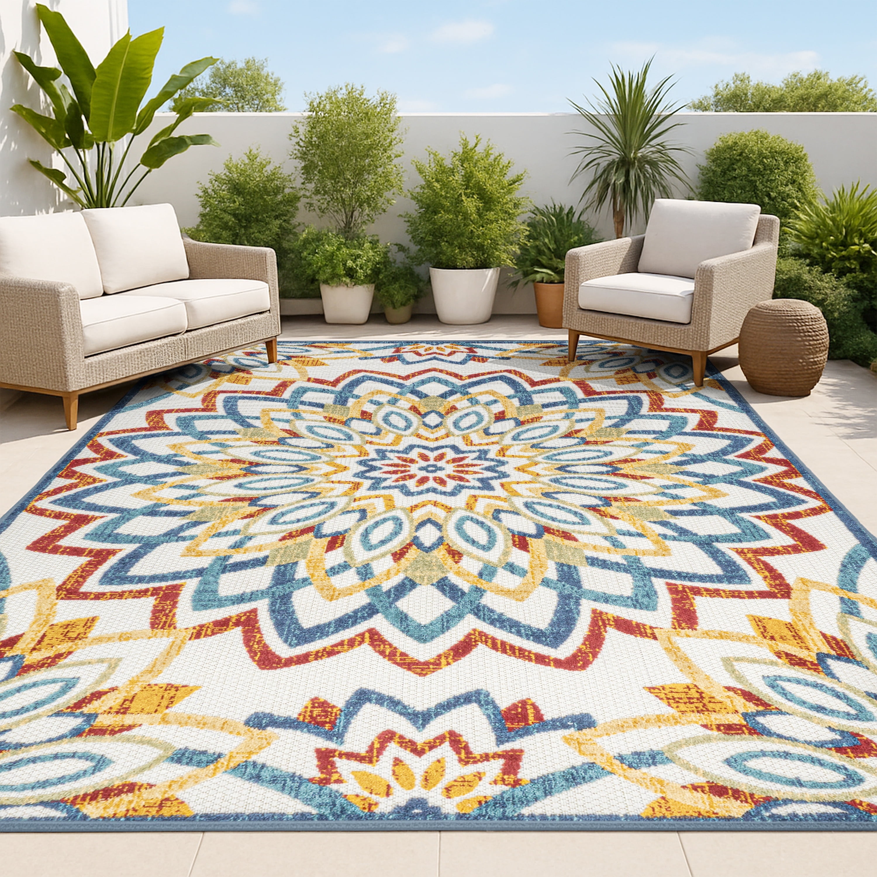 JONATHAN Y AMALFI COAST 3 x 5 Area Rug, Flora Abstract Bold Mandala ...