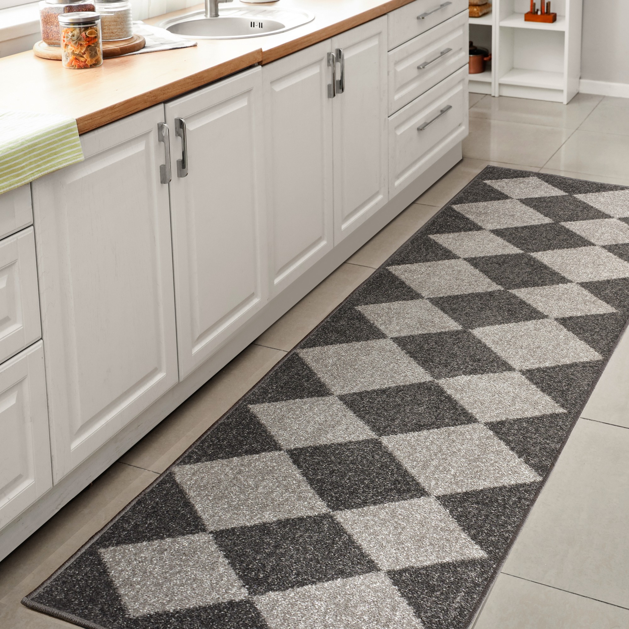 JONATHAN Y ATH100C-28 Draper Classic Geometric Diamond Pattern Dark ...