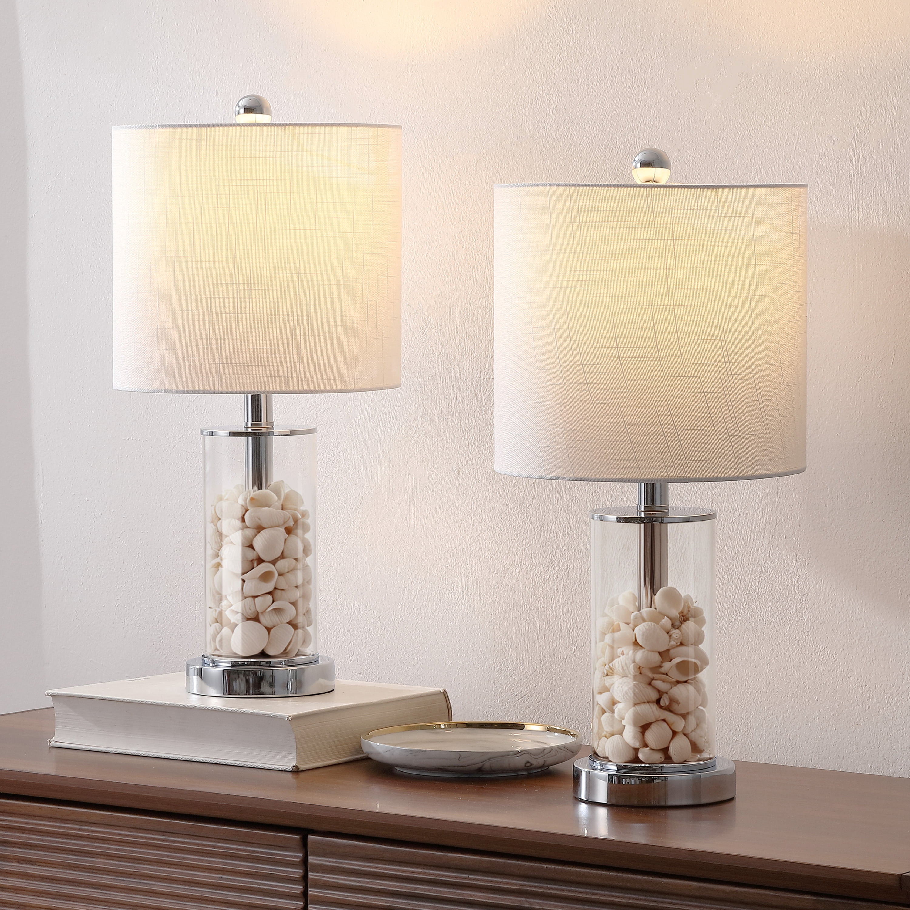 JONATHAN Y Amner 20.5" Glass Modern Contemporary Fillable Glass LED ...
