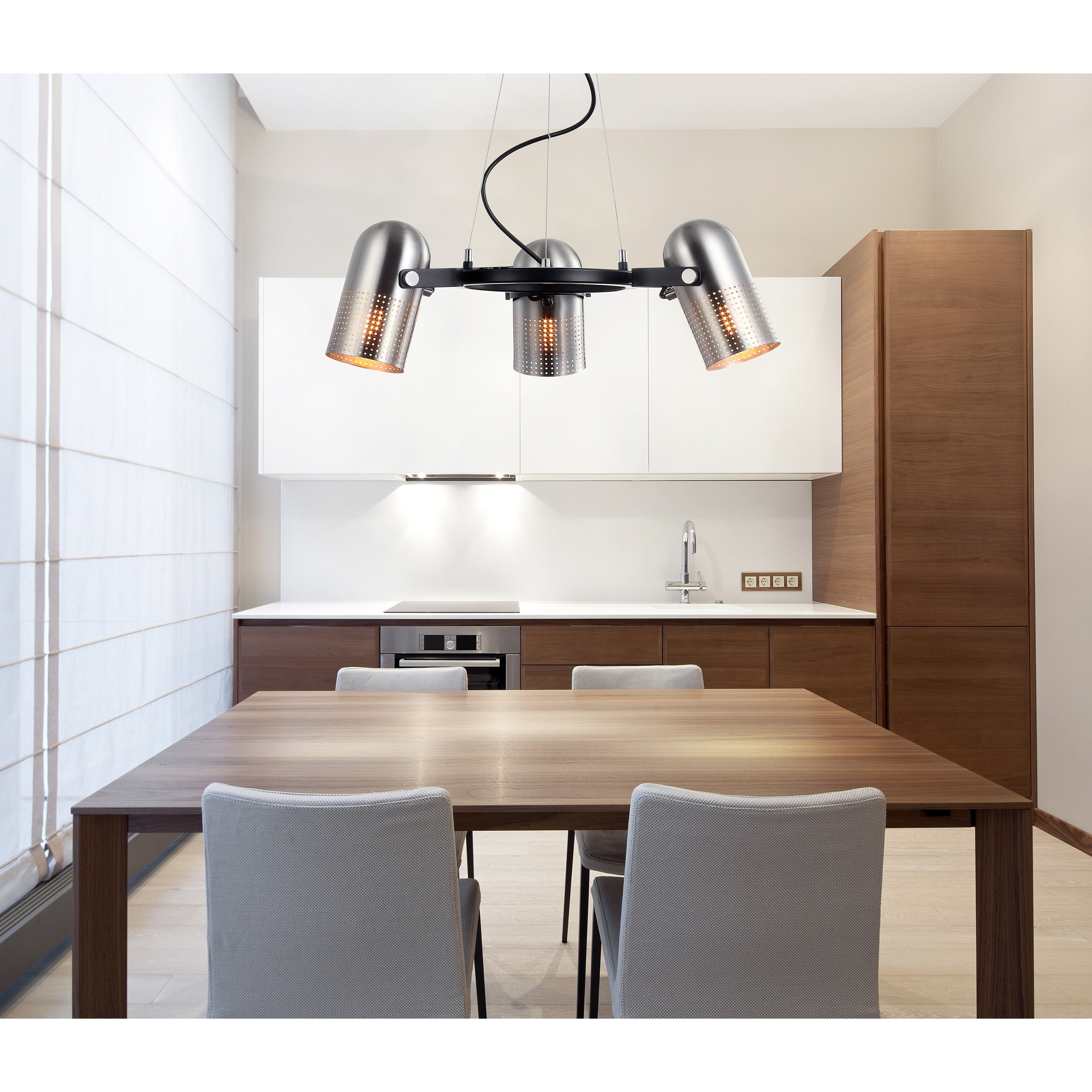 JONATHAN Y Apollo 22" 3-Light Adjustable Metal LED Chandelier, Brushed ...